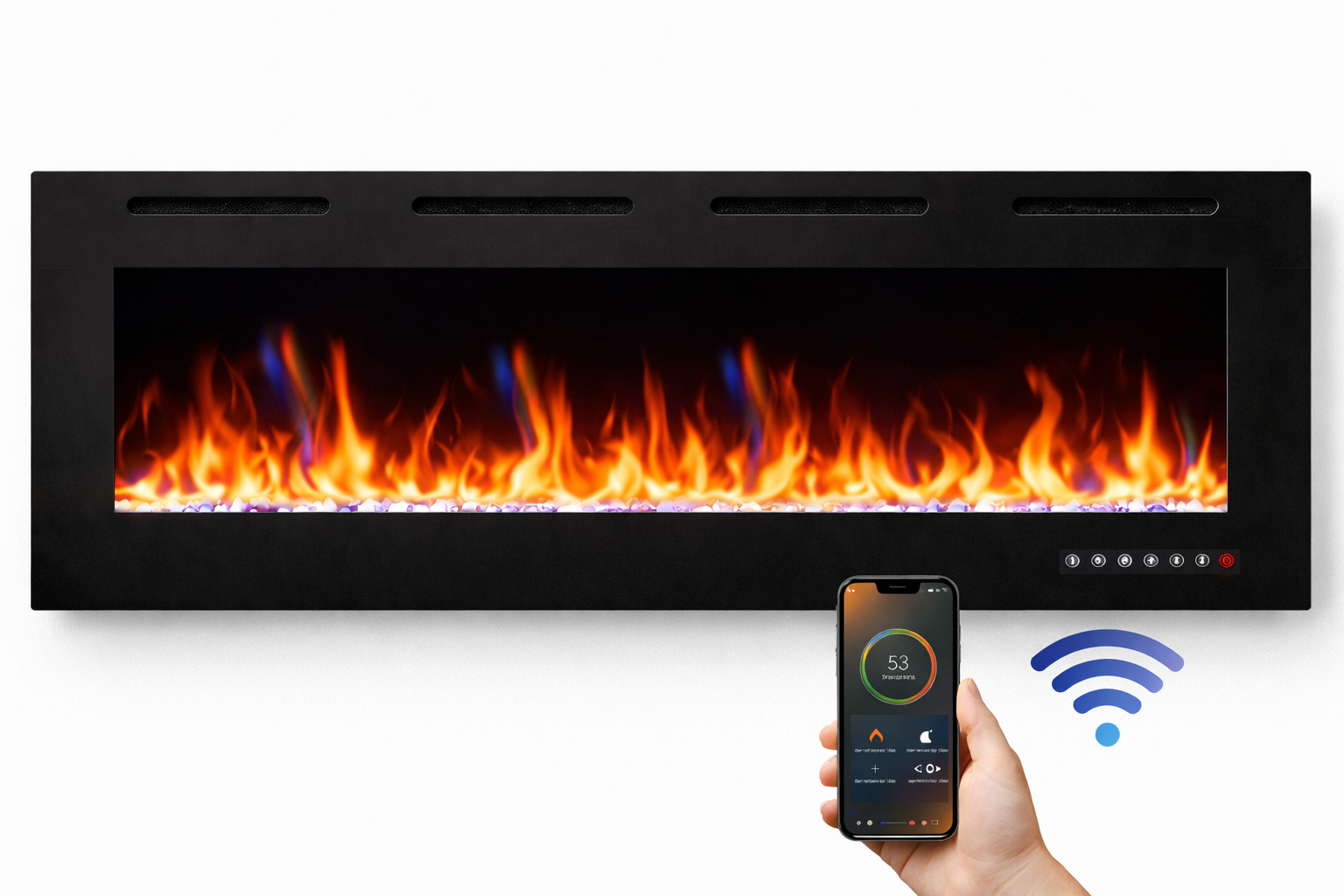 Chimenea Eléctrica de Pared Weka Fireplace Crystal 60 WiFi, Ultrafina ...