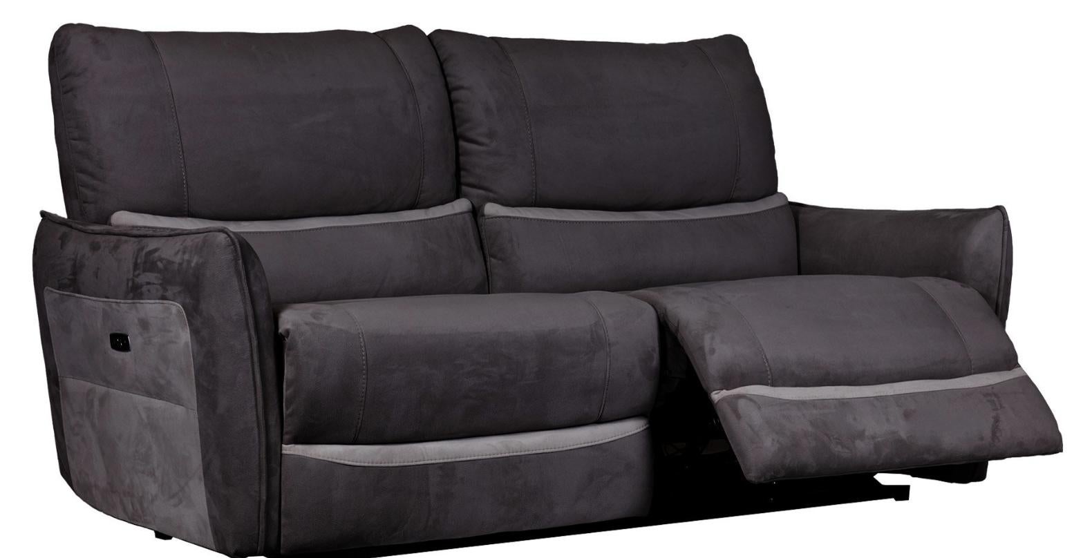 Canapé de relaxation 3 places Electrique Microfibre Gris foncé Barca ...