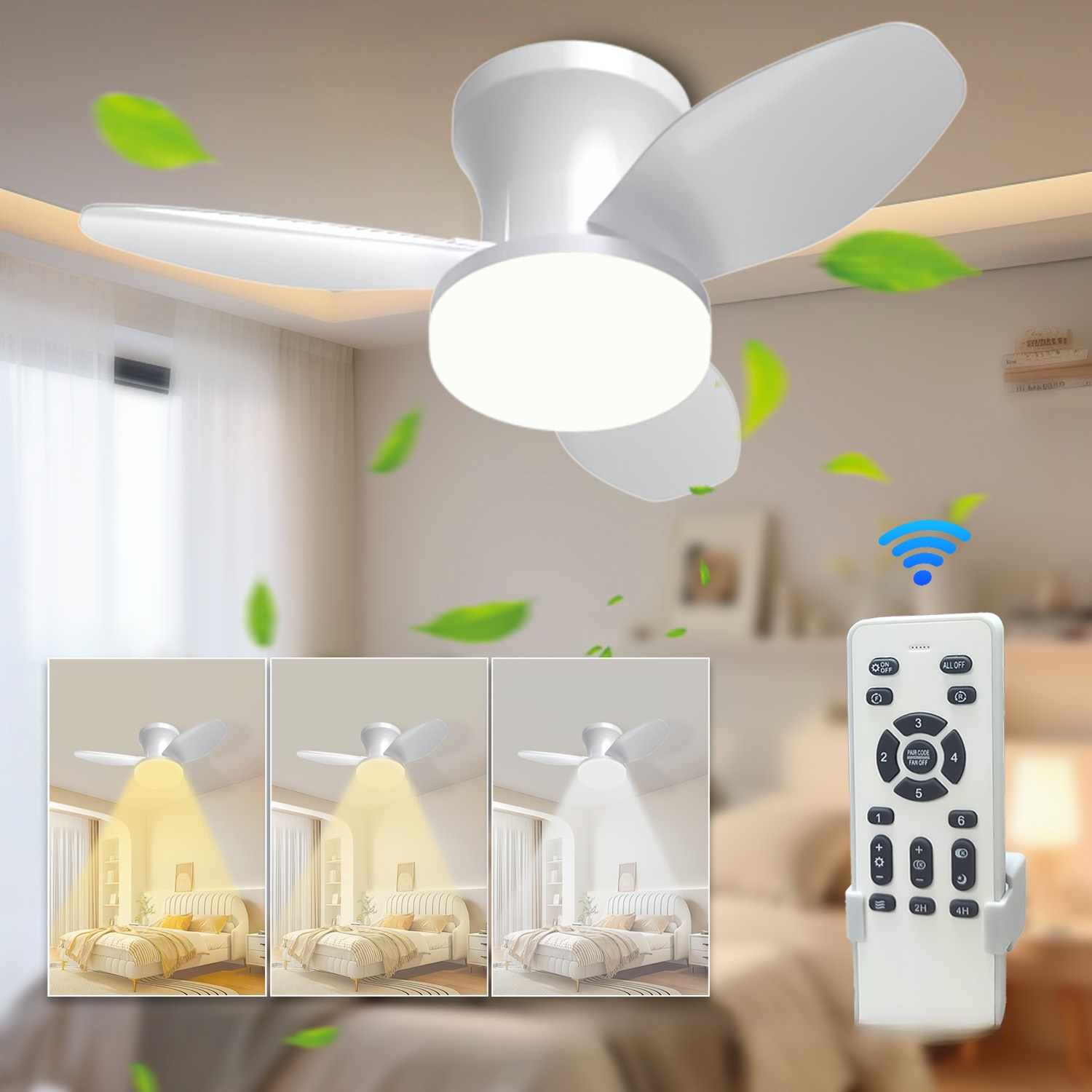 Ventilador de techo con luces, ventilador de techo LED con control remoto y aplicación ...