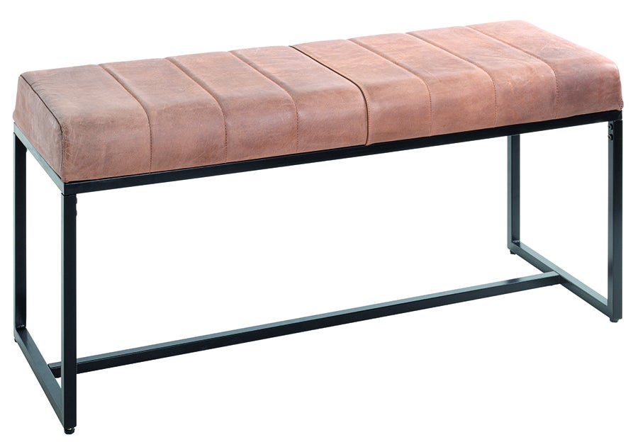 Banc 2 places en métal et cuir coloris marron - Longueur 100 x Hauteur ...