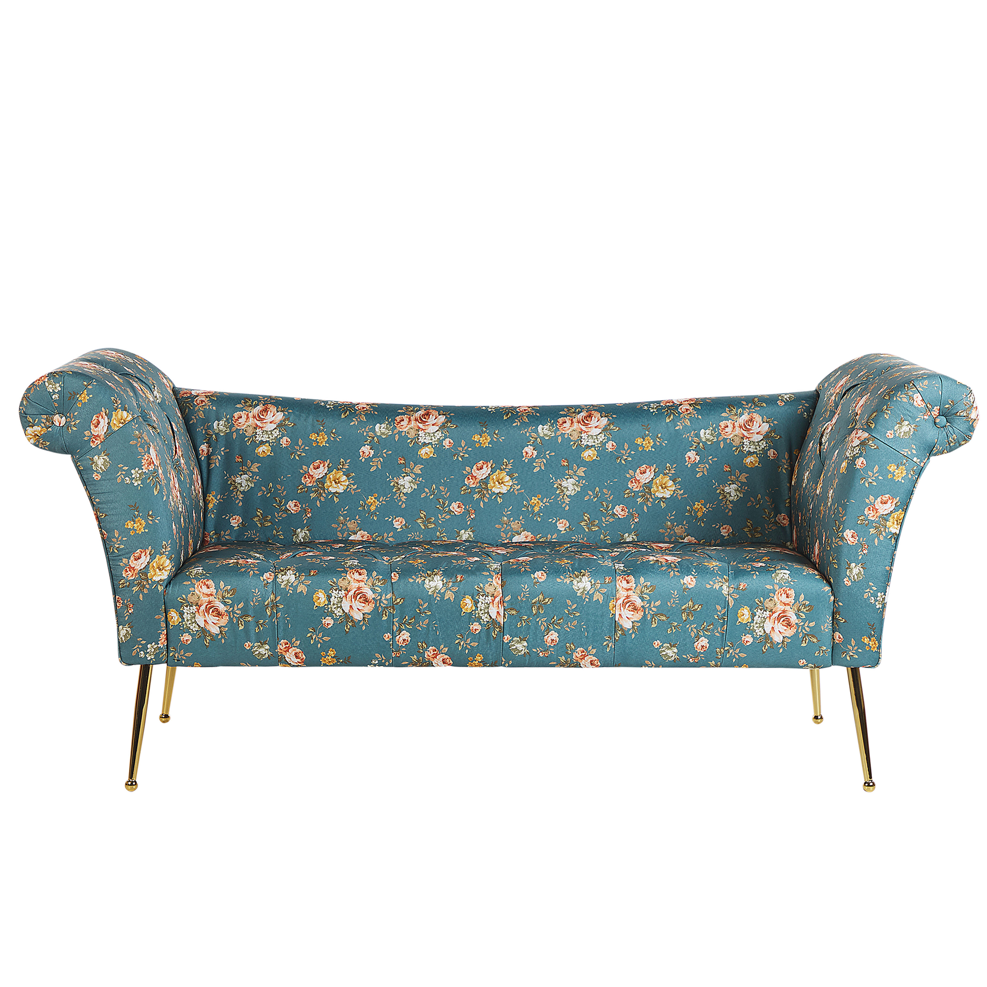 Beliani Chaise longue de tela azul motivo floral NANTILLY | Leroy Merlin