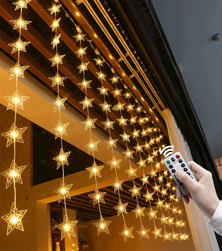 Cadena de luces LED decorativas con forma de estrella de cinco puntas ...