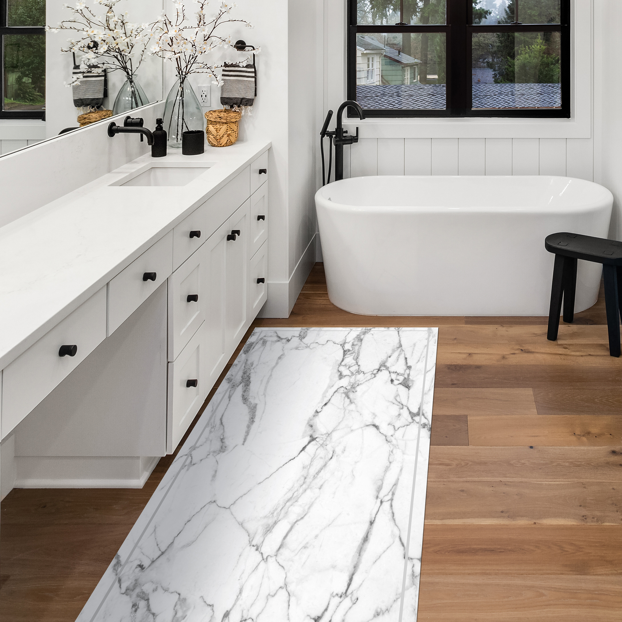 Tapis/ Marbre blanc / 61x122 cm - RUNNER/ Créé et fabriqué en France / DADA ART | Leroy Merlin