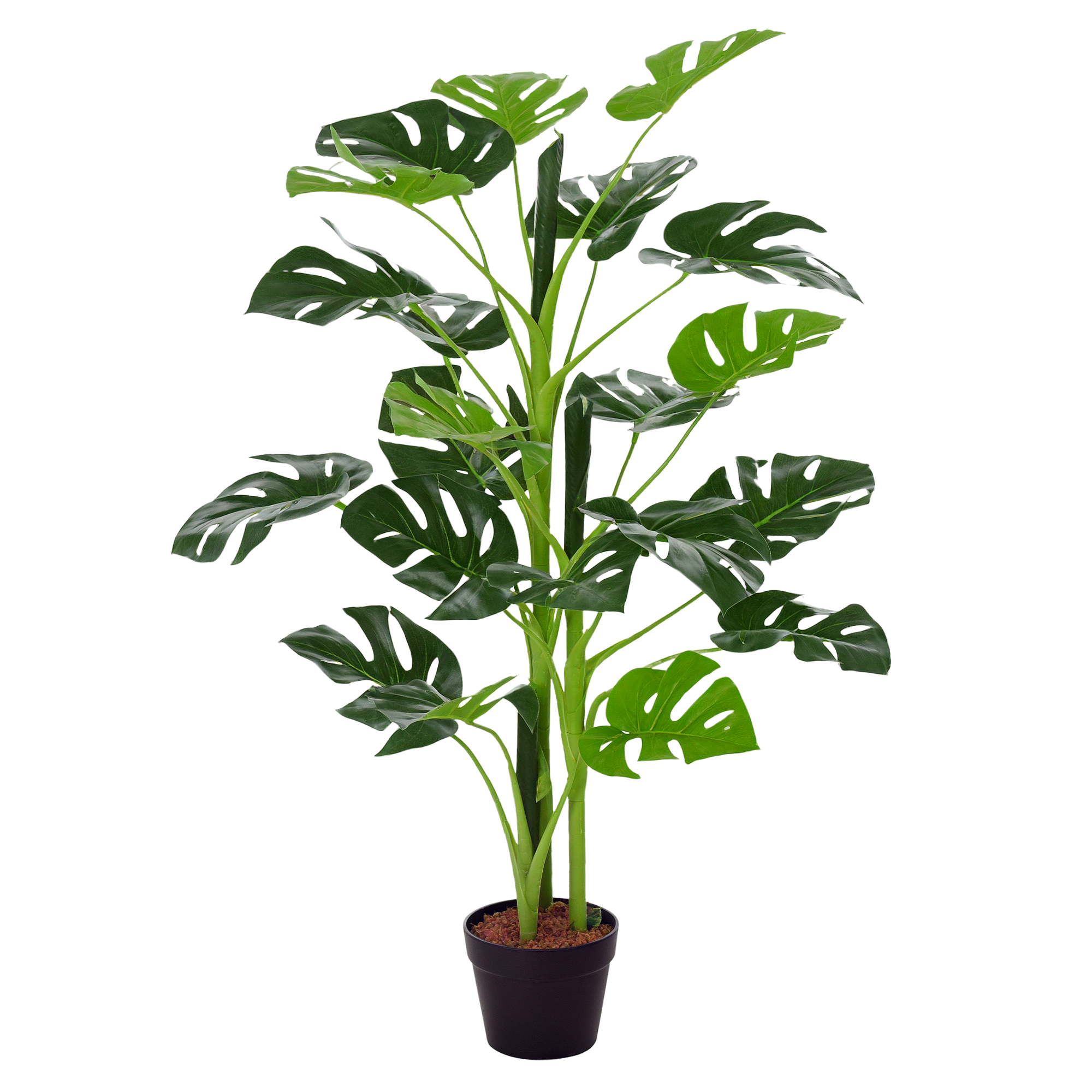 Plante artificielle modèle Monstera avec 21 feuilles en pot ciment ...
