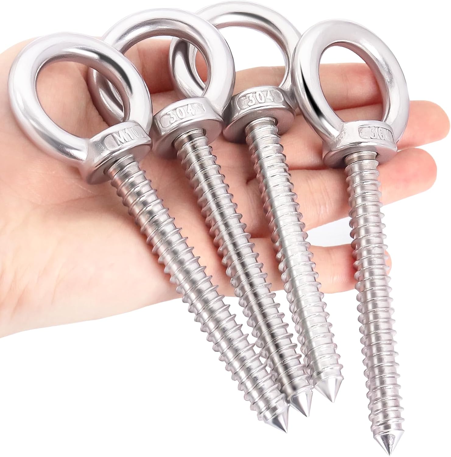 4 Pièces Piton à Visser, Anneau de Levage M10 x 80mm Crochets à œillets ...