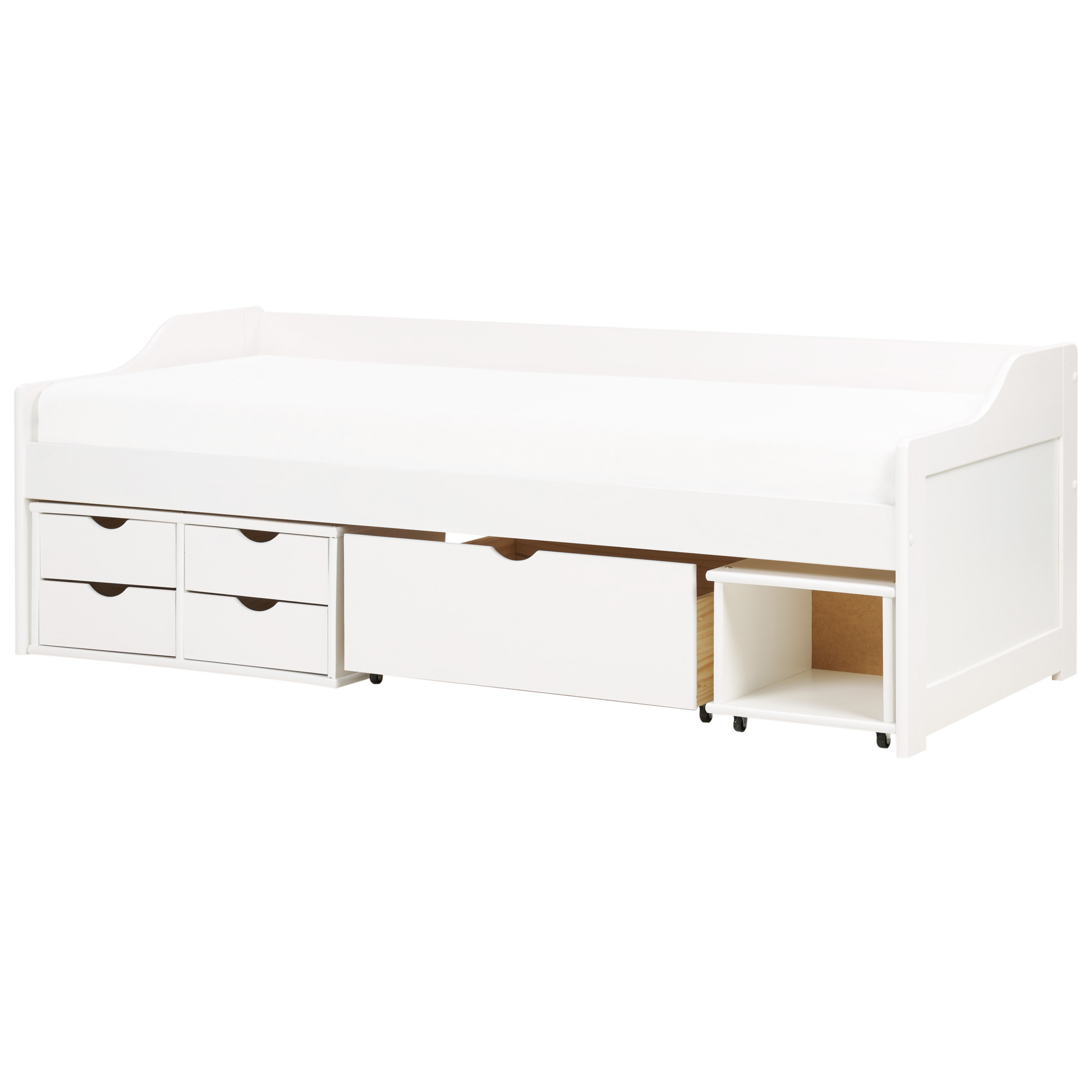 Letto con cassetti contenitori ROYVILLE 90 x 200 cm Legno Bianco ...