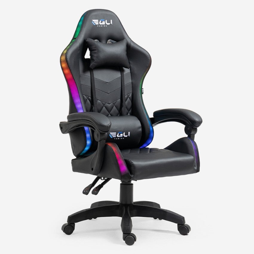 Silla gaming ergonómica RGB con LED en polipiel The Horde XL | Leroy Merlin