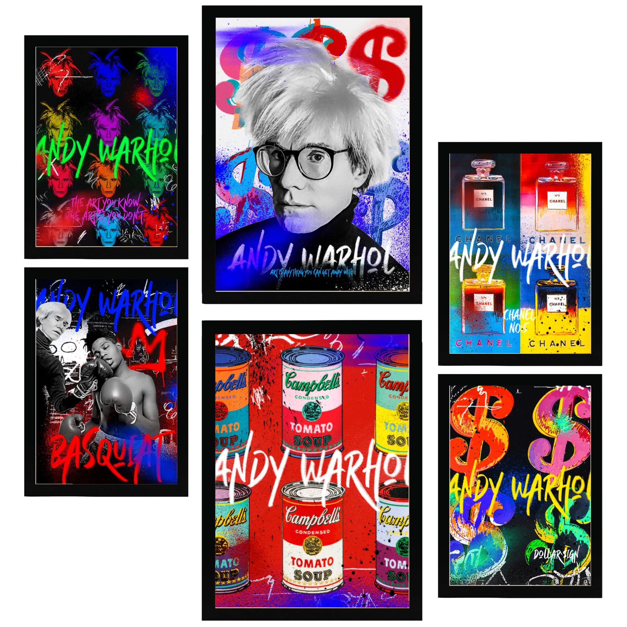 Lot De 6 Pop Emblématique D'andy Warhol Graffiti Feuille Encadrée Avec Design Pour Décorer Les ...