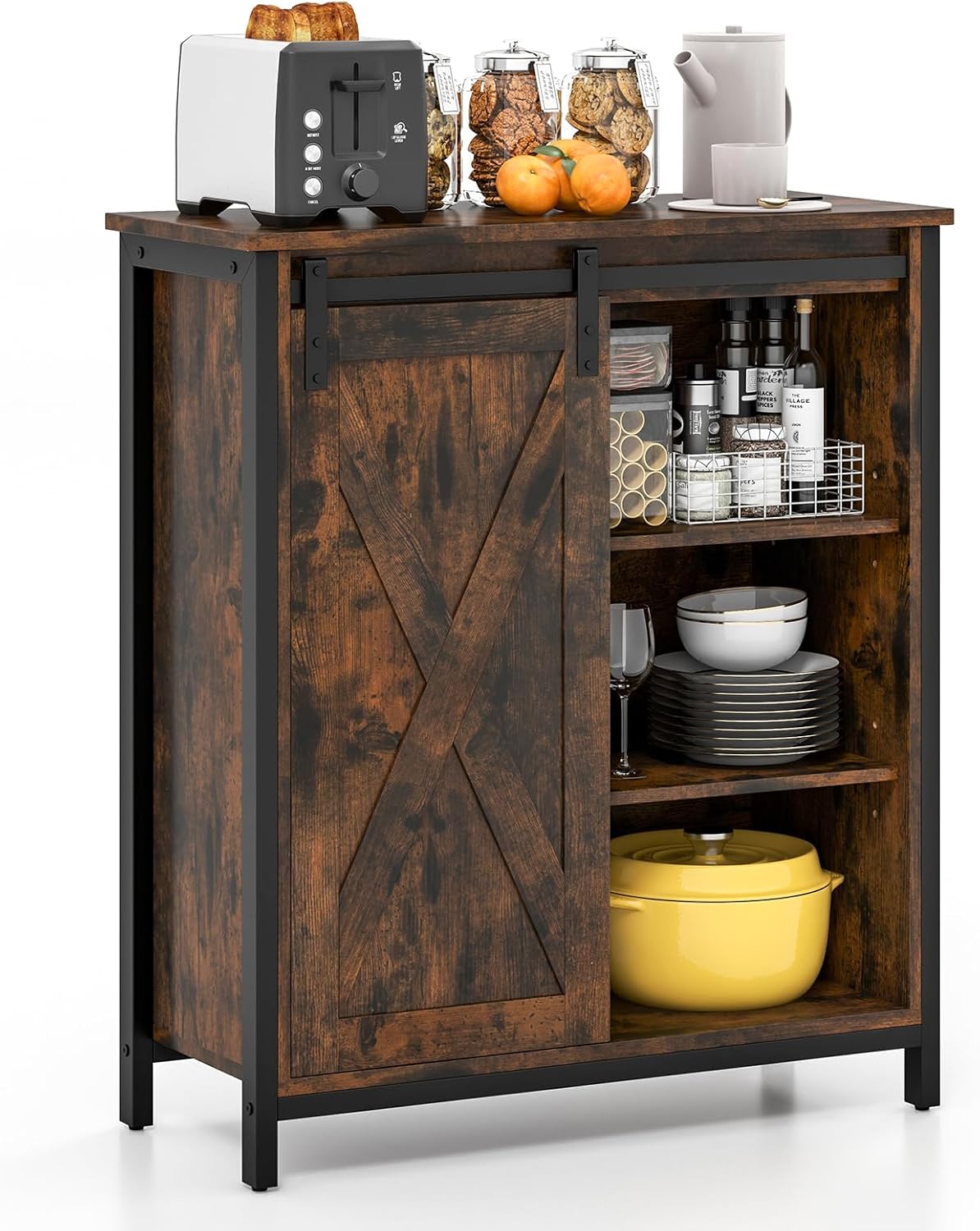 COSTWAY Buffet Cuisine, Armoire de Rangement Cuisine avec Porte ...