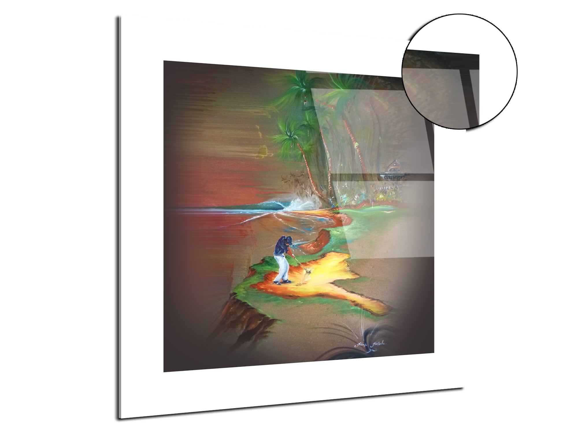 Tableau golf ambiance reproduction Peinture Rémi Bertoche sur plexi ...