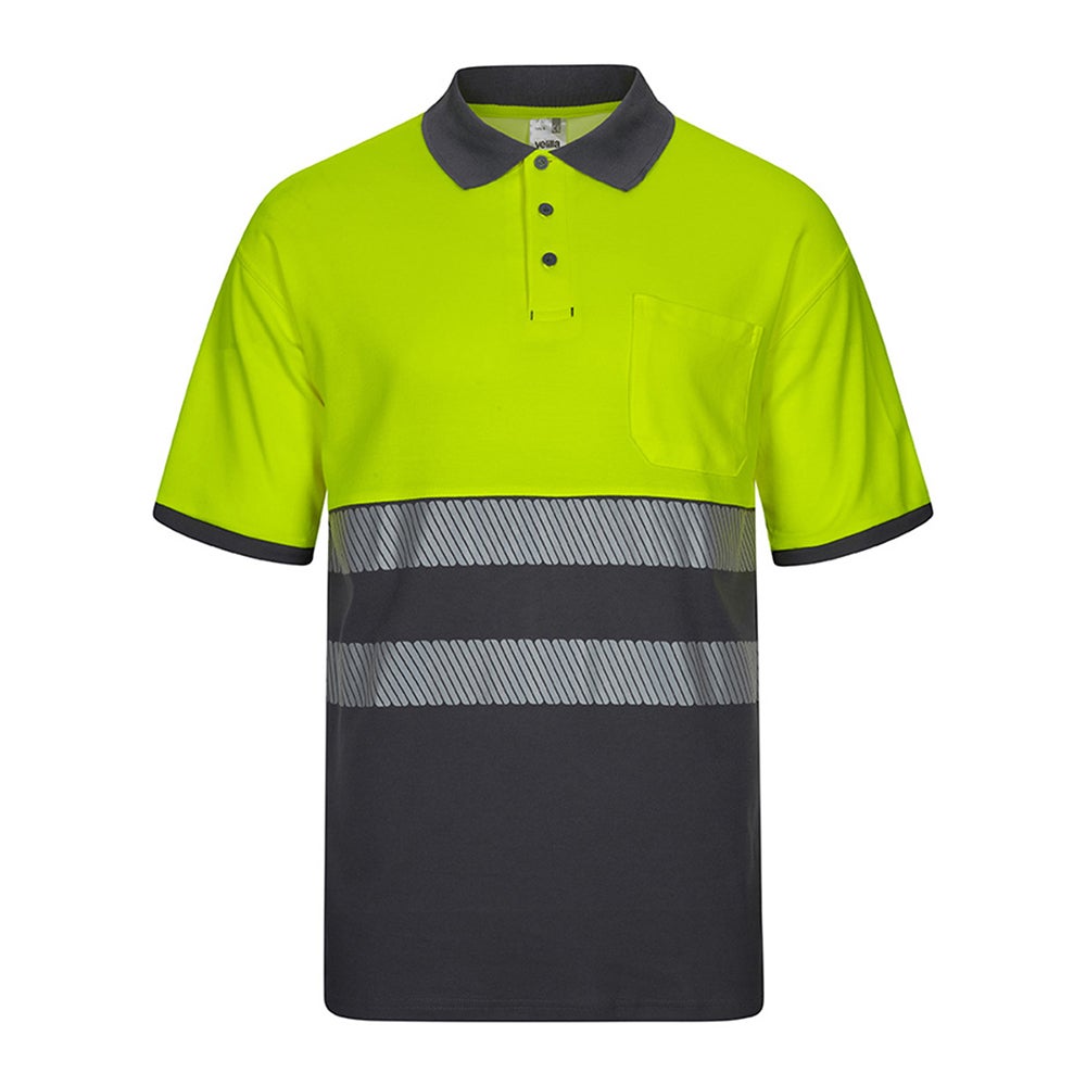 Polo bicolor RS de algodón - Manga corta - Gris / Amarillo flúor ...