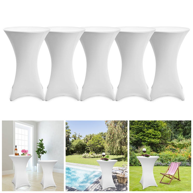 Lot de 5 housses blanches pour table haute pliante Ø 80 cm 105 CM ...