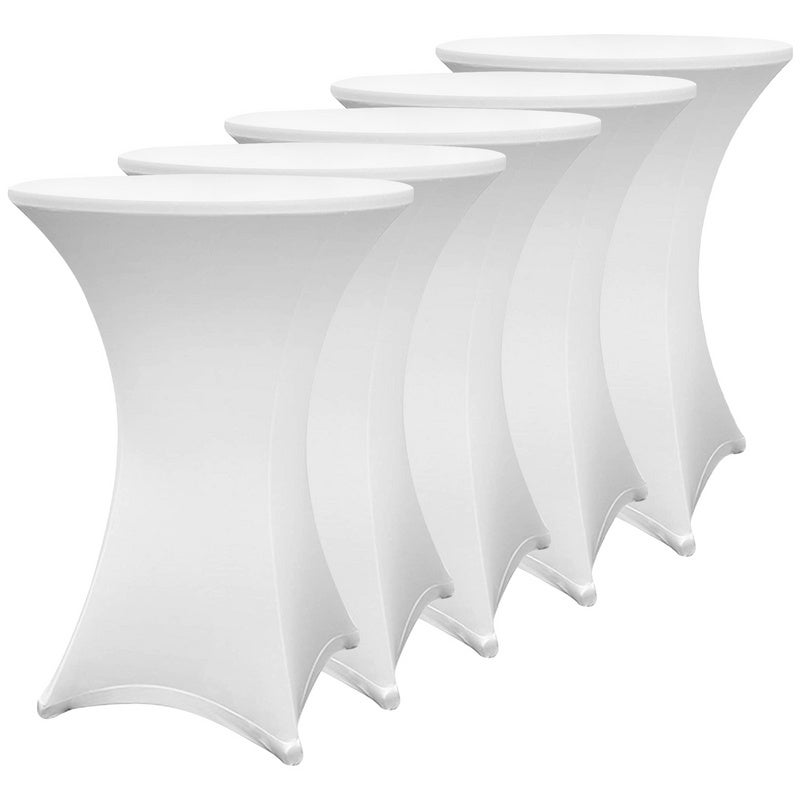 Lot de 5 housses pour table haute pliante 105 CM blanches Ø60 cm ...