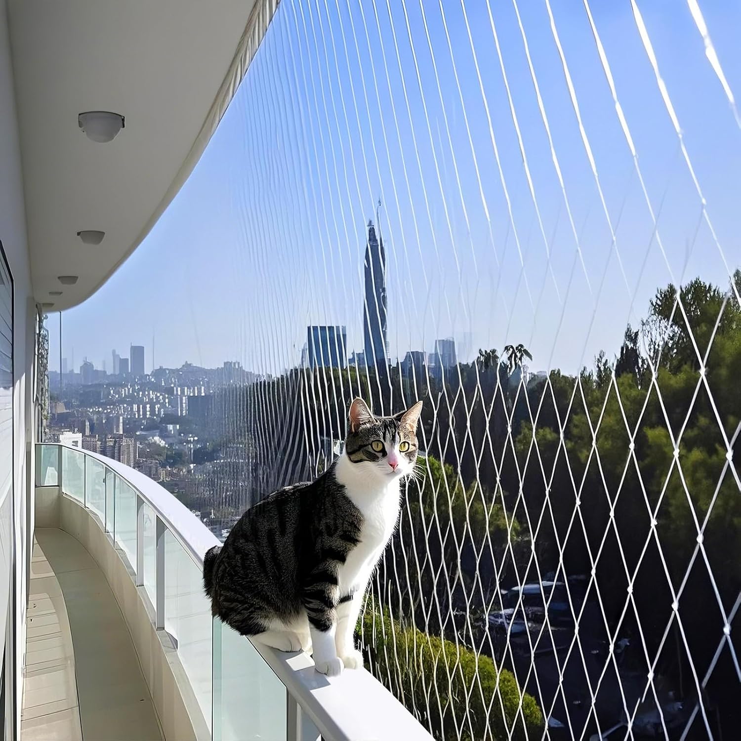 Filet de balcon en nylon 5x5m anti-chats, filet anti-oiseaux, filet de ...