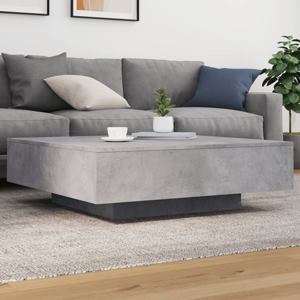 Table basse avec lumières LED gris béton 100x100x31 cm | Leroy Merlin