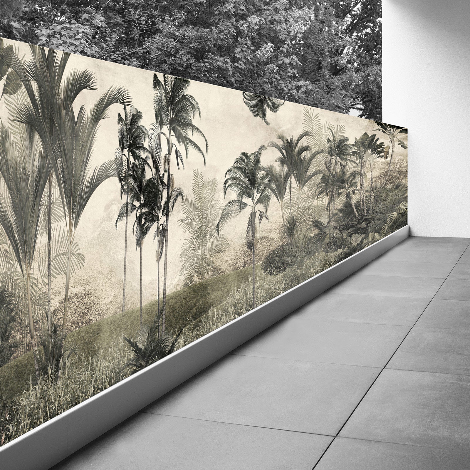Brise vue Trompe l'oeil - 80x300 cm - Forêt tropicale - Bâche 100% d ...