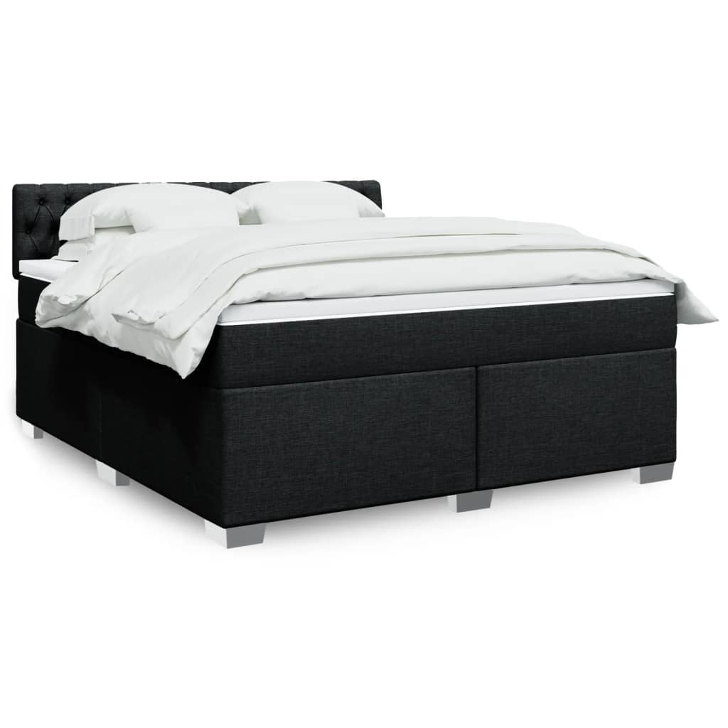 Cama box spring con colchón tela negro 180x200 cm | Leroy Merlin