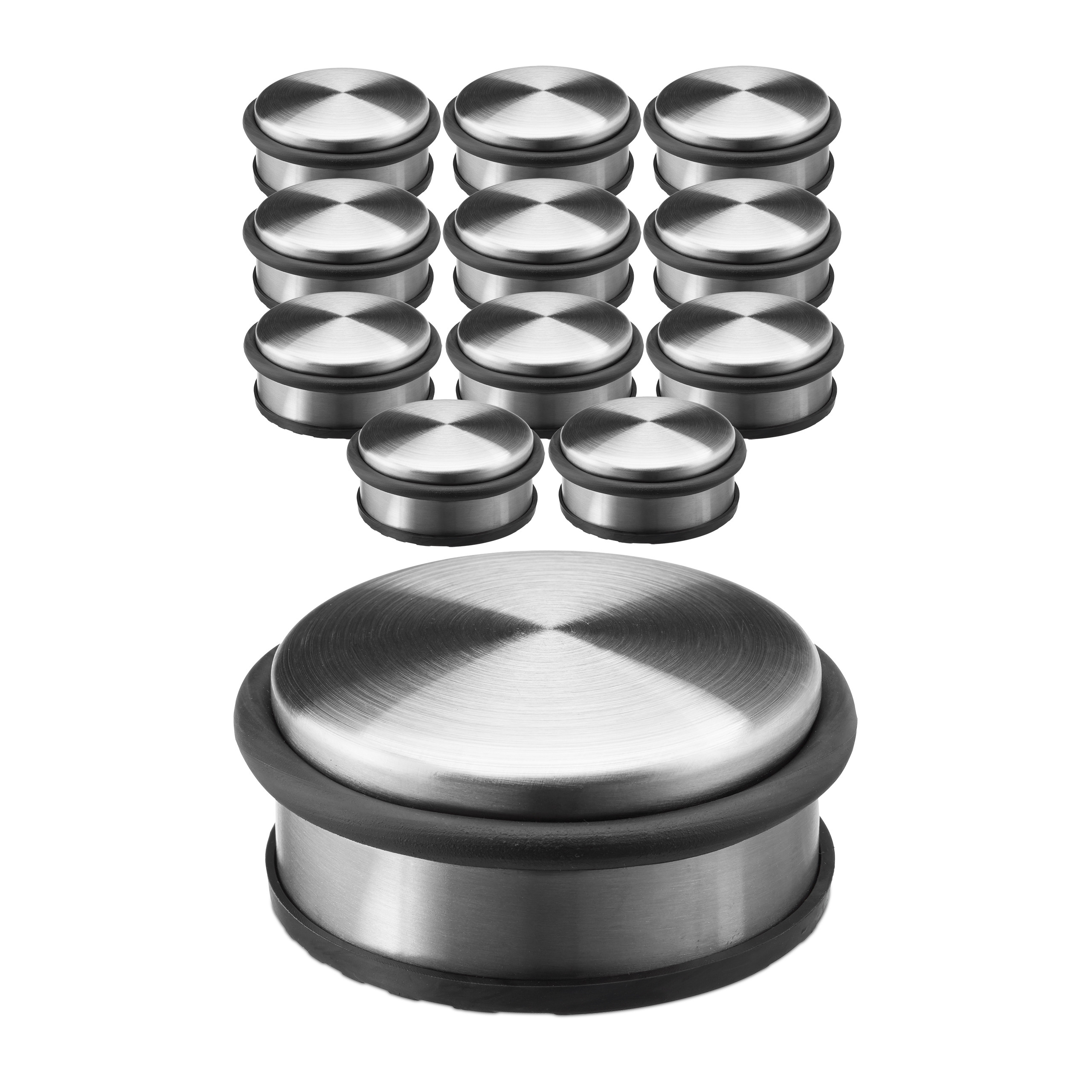 Butoir de porte, lot de 12, acier inoxydable, avec anneau et dessous en ...