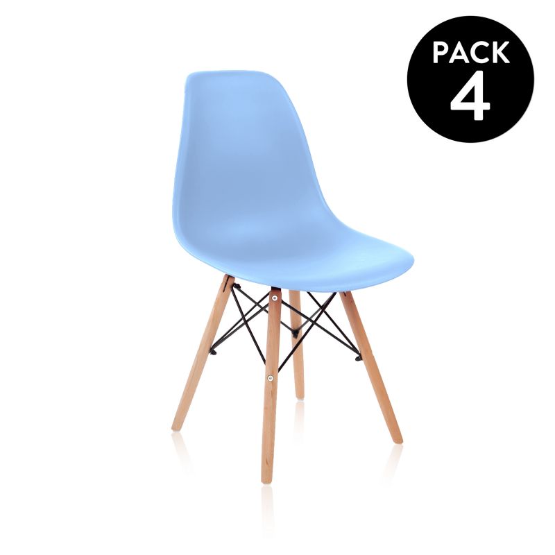 Pack 4 sillas Tower Wood Azul 56 x 81 x cm | Leroy Merlin