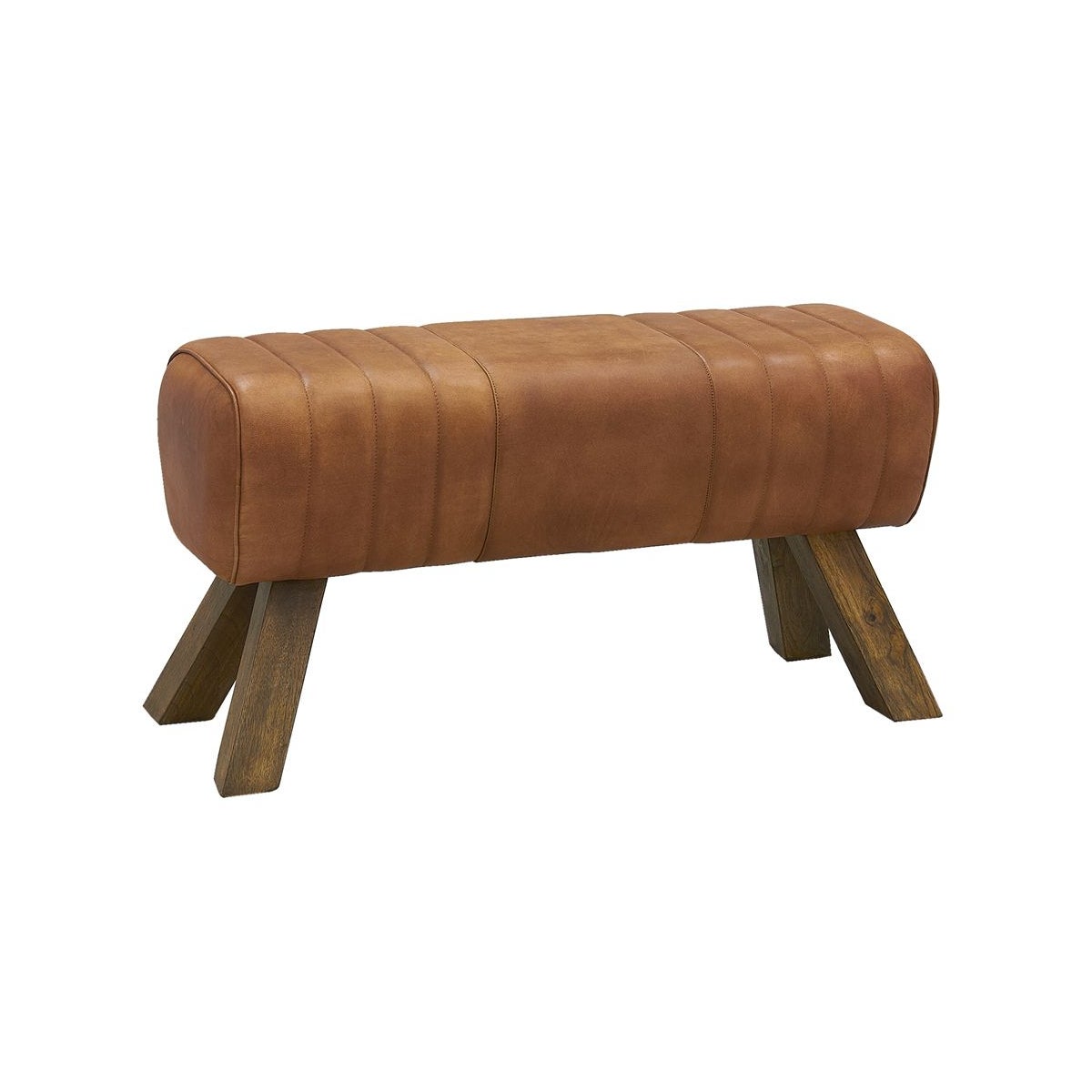 Taburete de cuero y madera | Leroy Merlin