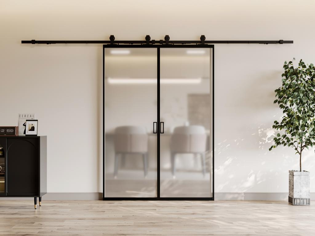 Porte scorrevole doppia esterno muro 2 x H205 x L63 cm Alluminio e ...