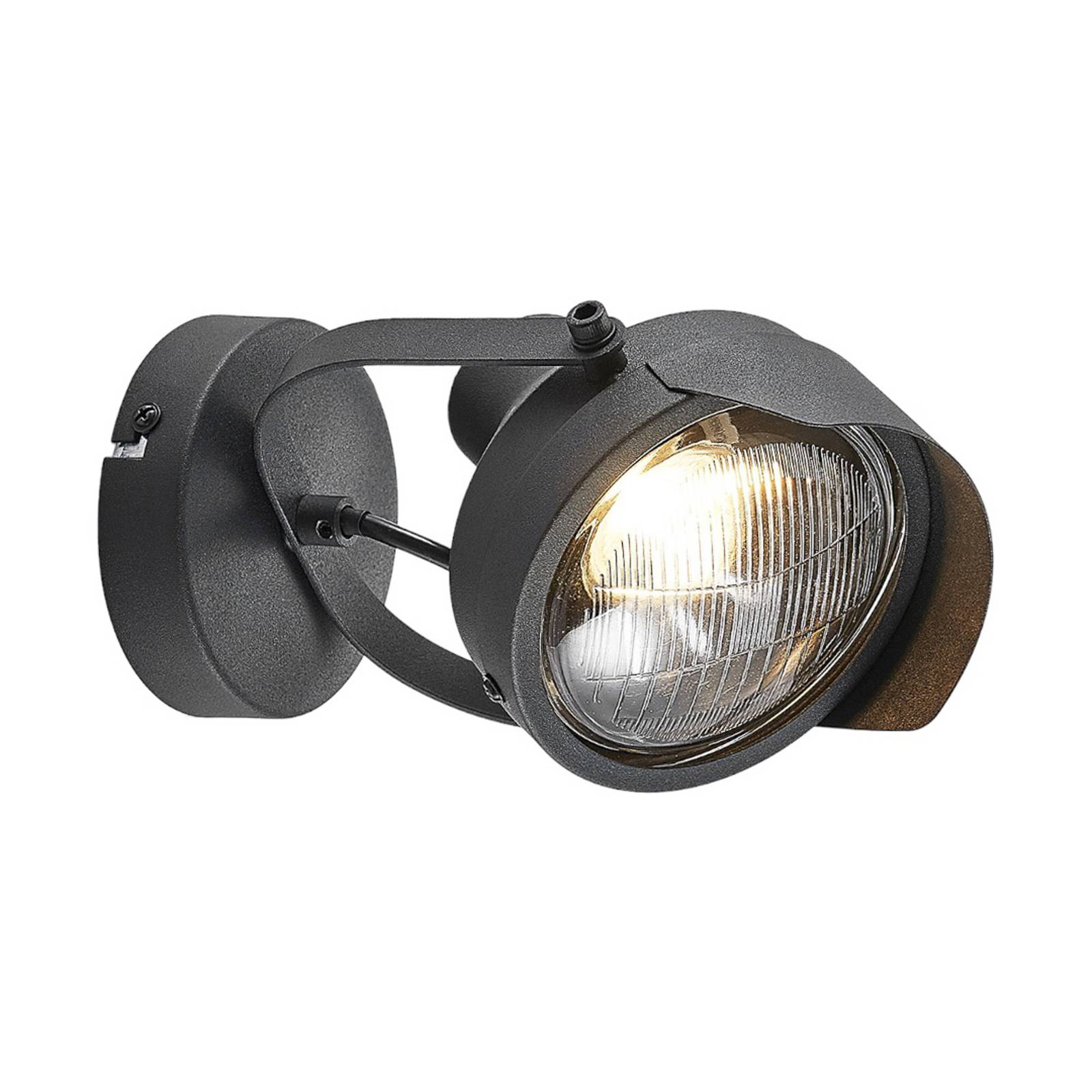 Lindby Foco Henega en negro, 1 brazo, foco empotrado, lámpara de techo ...