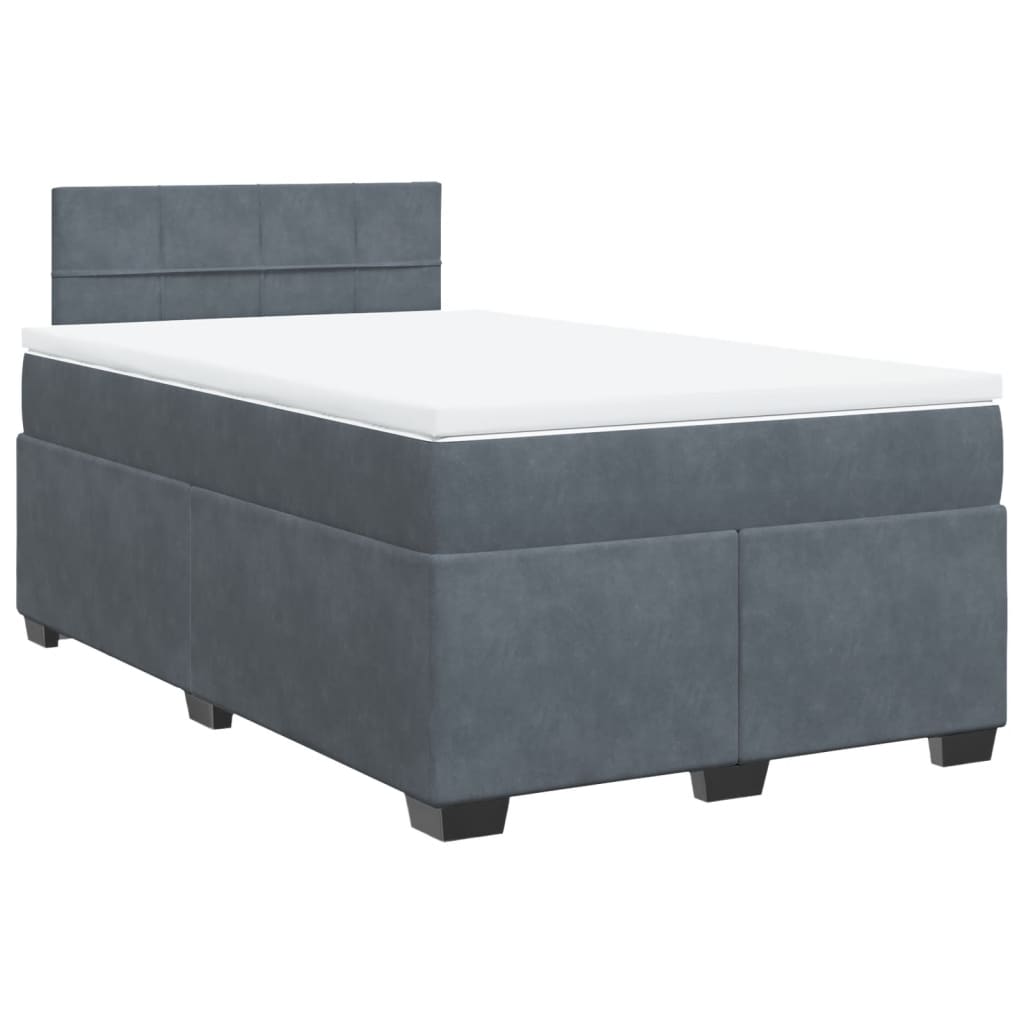 Cama box spring con colchón terciopelo gris oscuro 120x200 cm ...