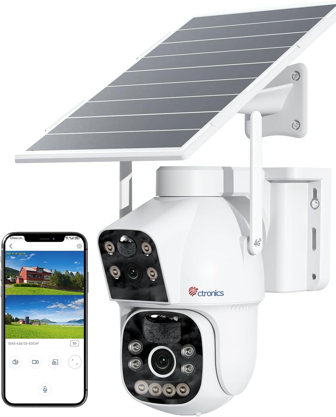 Ctronics Telecamera di Sorveglianza Esterna 4G LTE 2 Obiettivo Batteria ...