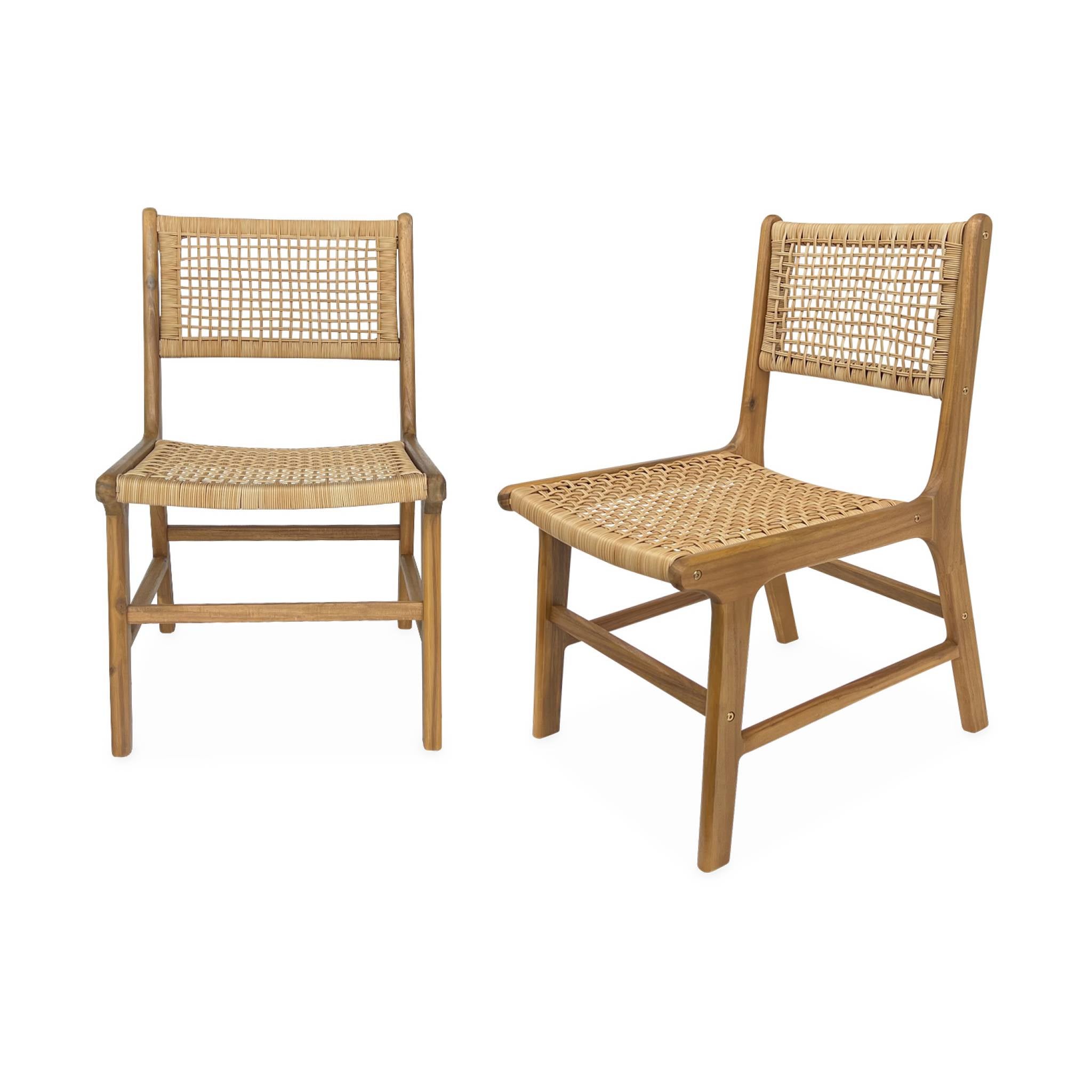 Silla de jardín de caña y madera, set de 2, Ocara, Natural, 61x51x85 cm ...