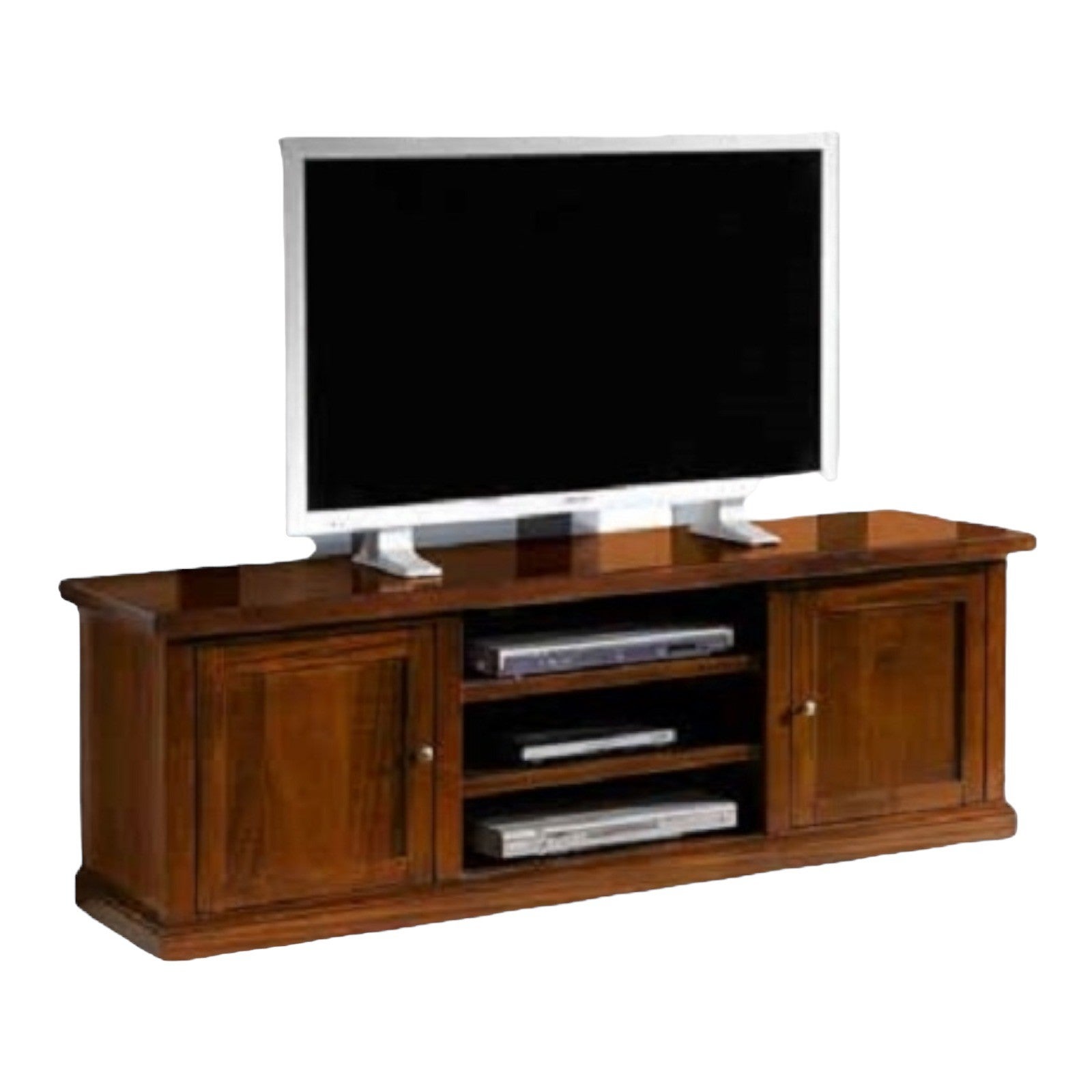 MOBILI 2G - Porta tv arte povera televisore in legno tinta noce ...