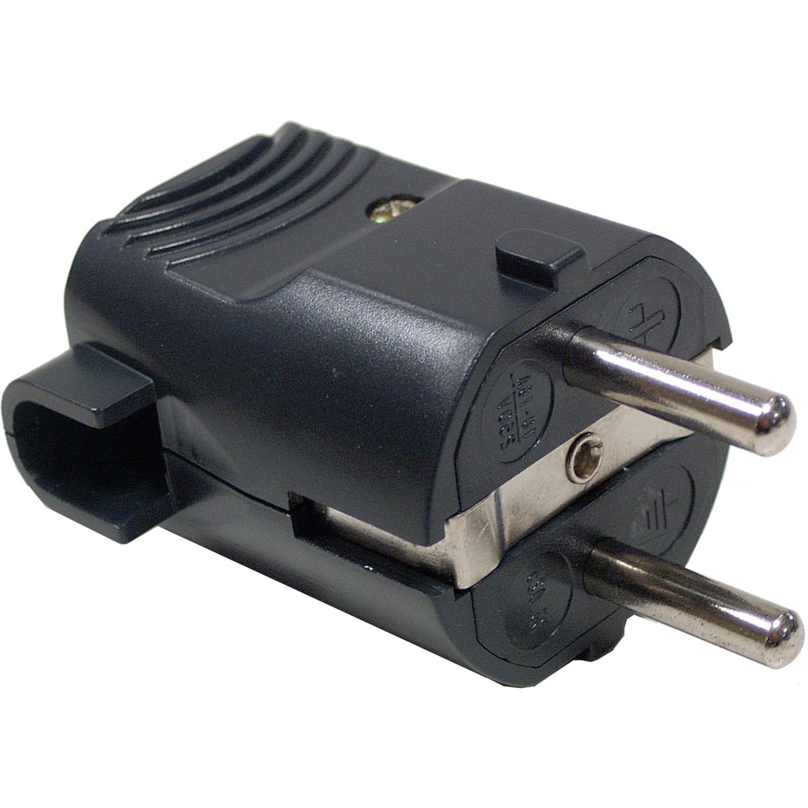 Prise schuko mâle coudée couleur noire 250V/16A | Leroy Merlin