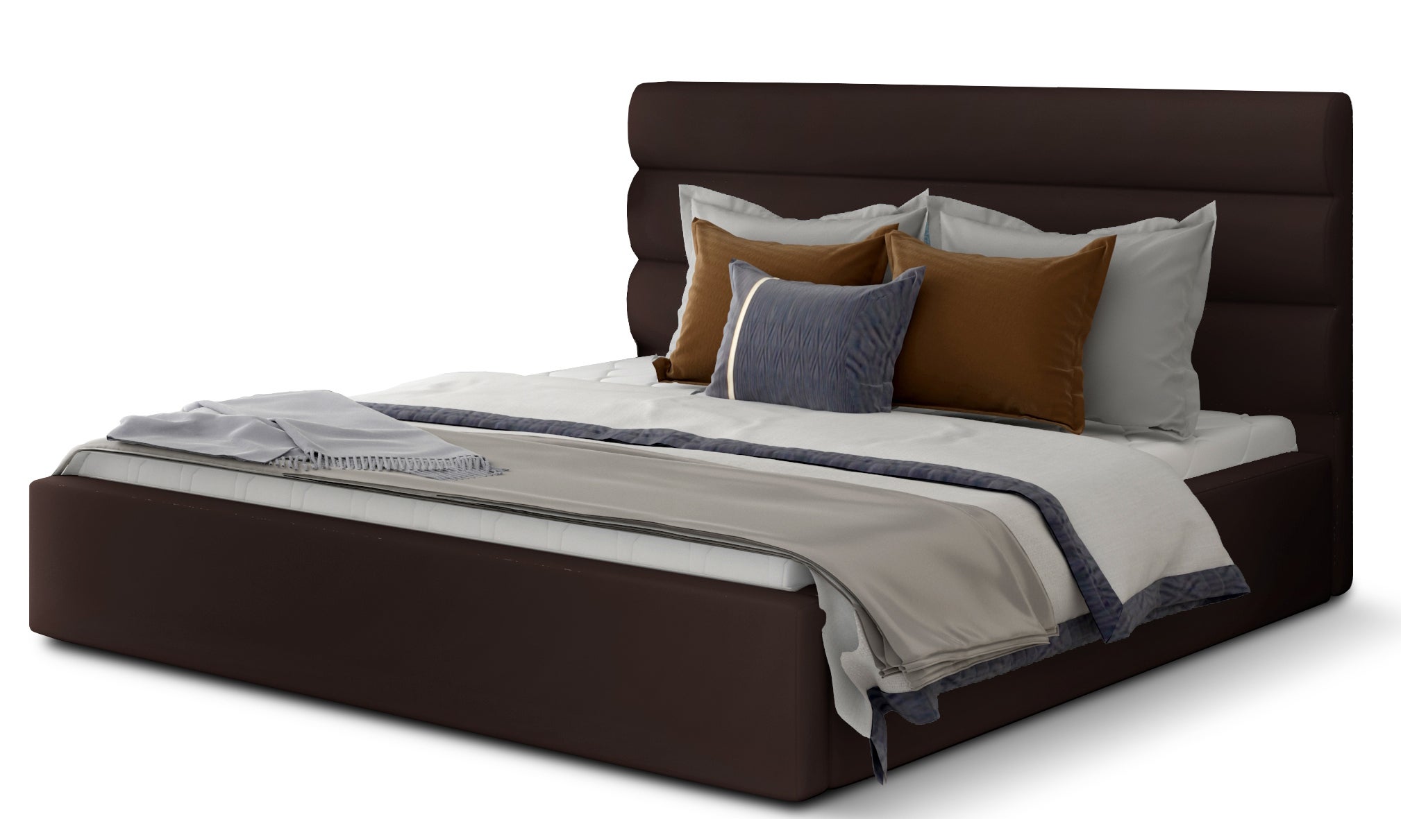 Lit design simili cuir marron Klarina - 4 tailles-140x200 | Leroy Merlin