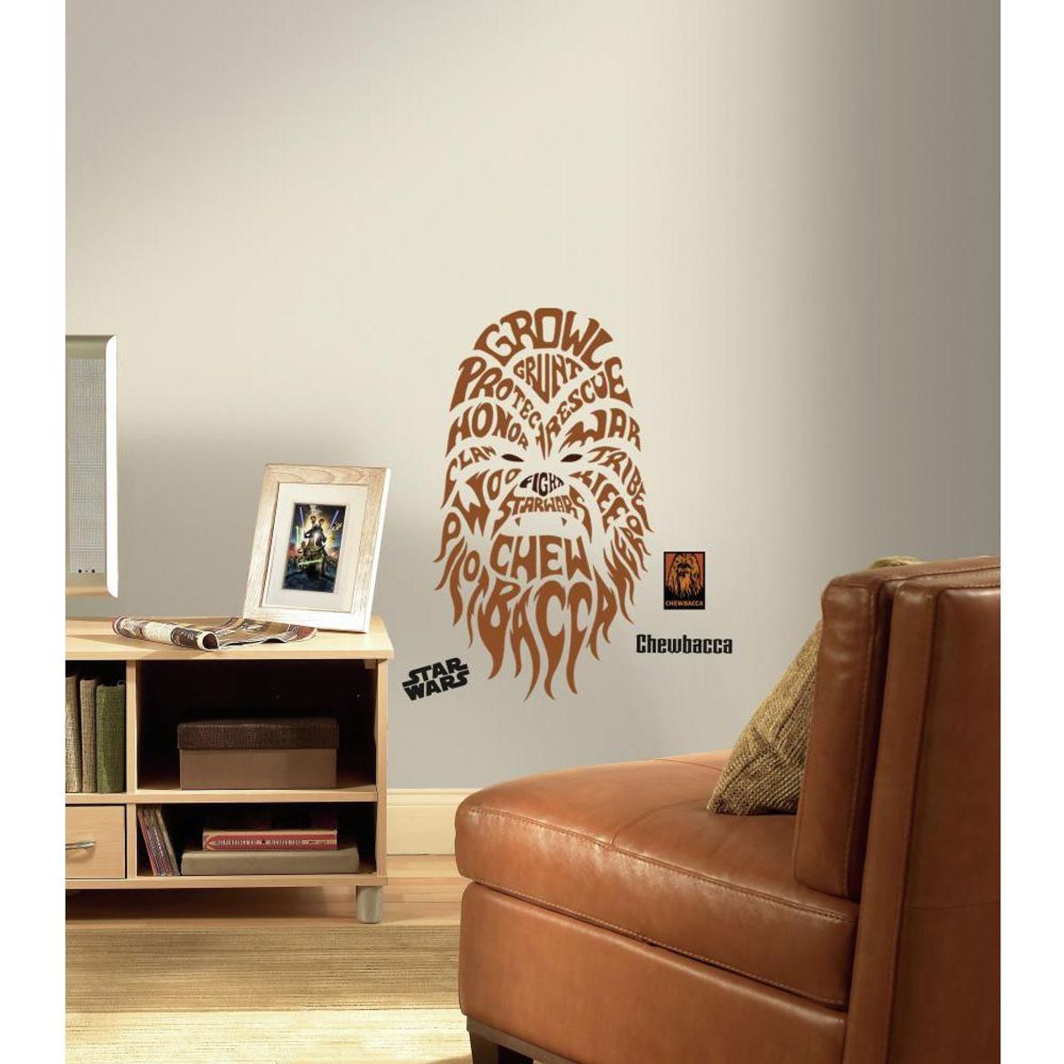 Sticker repositionnable géant Chewbacca graphique-textes, Star Wars ...
