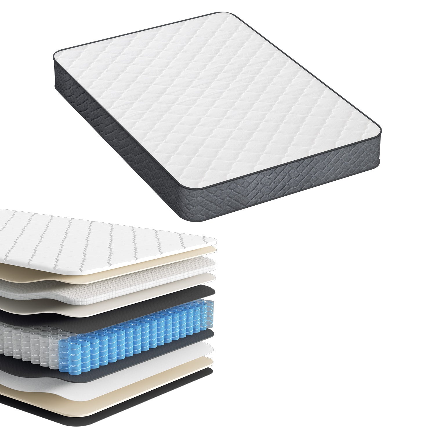 Materasso a Molle 160x200x22cm Altezza 22cm, 7 Zone di Comfort, Durezza ...