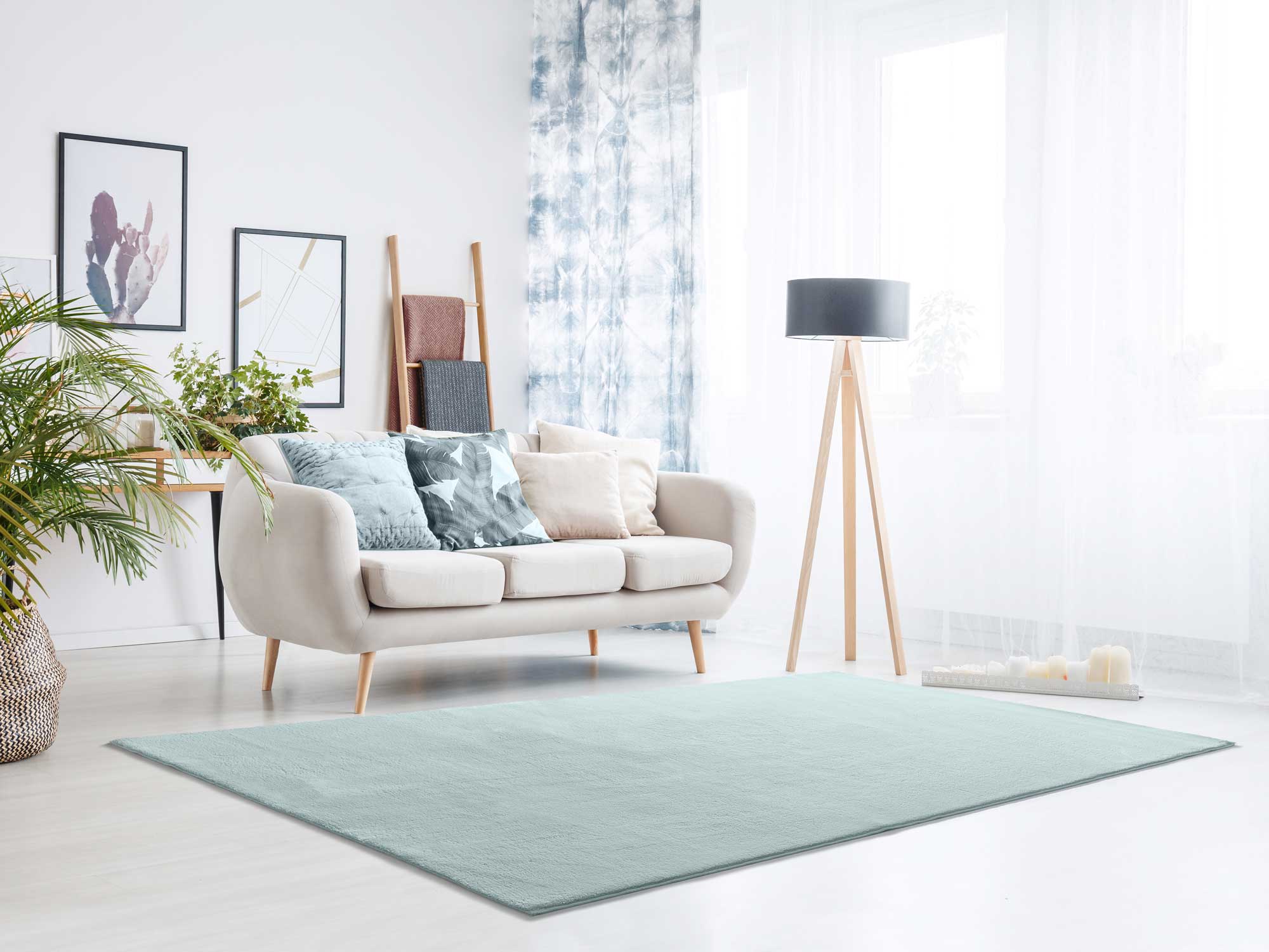 Tappeto interno blu rettangolare 120 x 170 cm LOFT liscio - ATTICGO ...