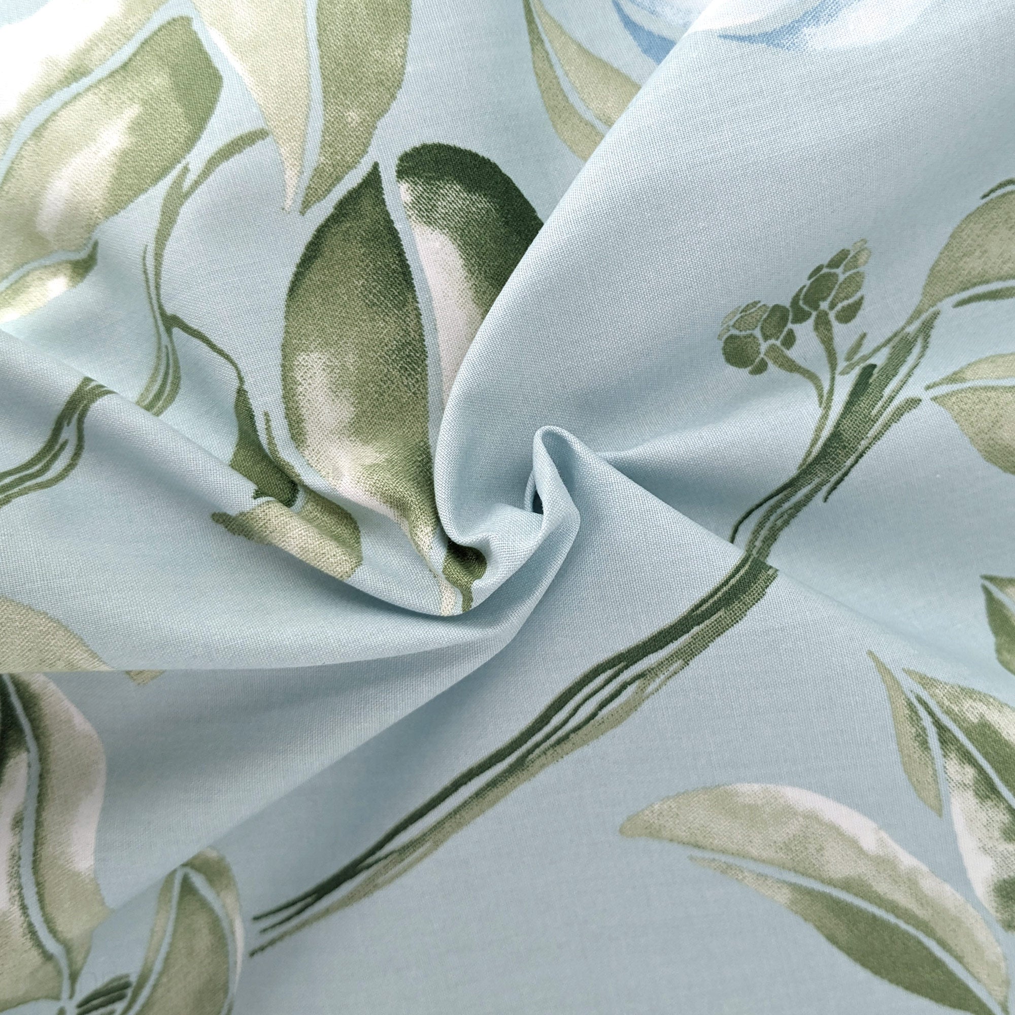 Housse de couette 140x200 cm percale coton ELÉNA vert Nil | Leroy Merlin