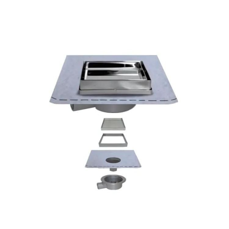 Sumidero de Ducha Rellenable Inox 13x13 cm con Tela | Leroy Merlin