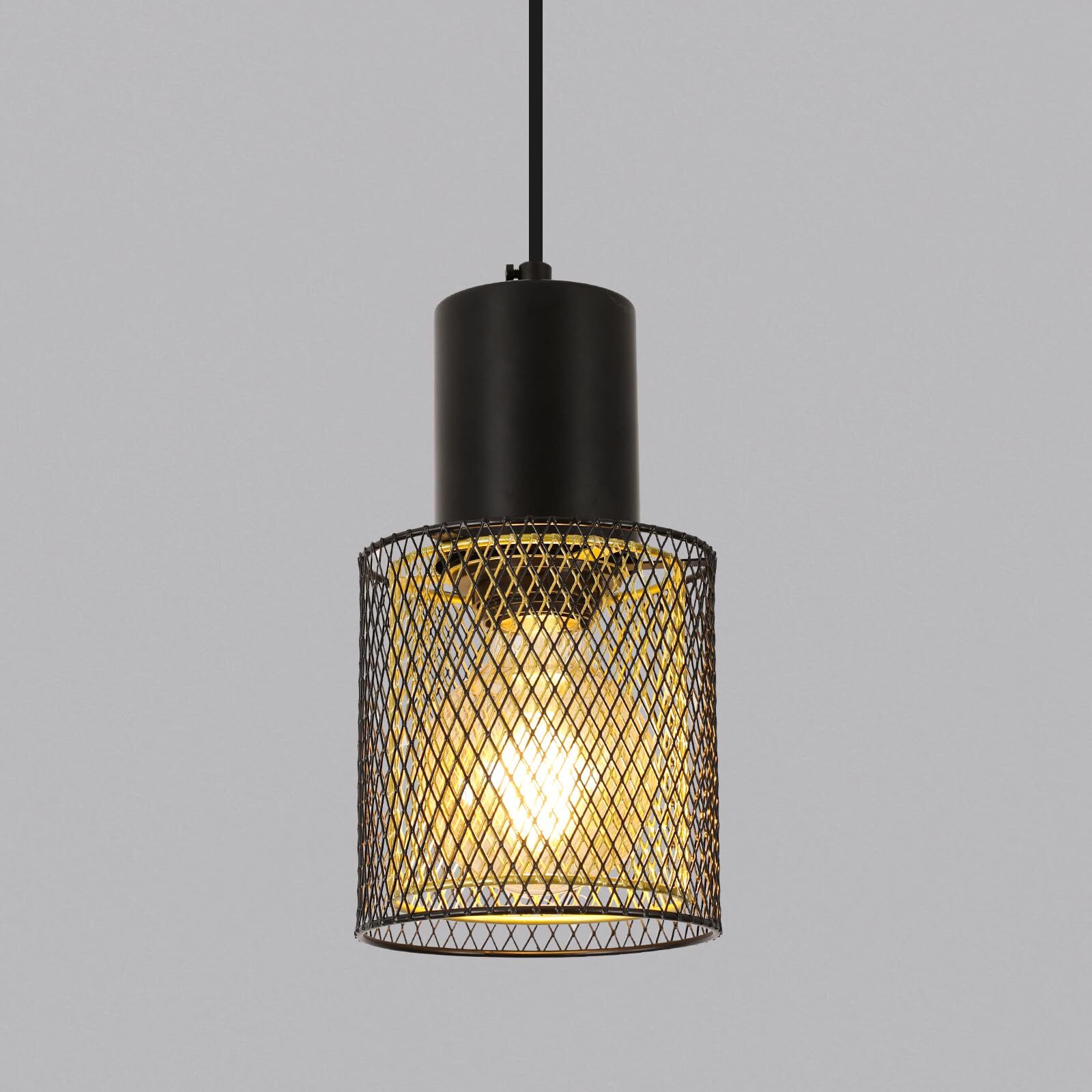 GOECO Lustre à Abat-jour Double, Noir + Doré, Taille 12*13CM, Fil de ...