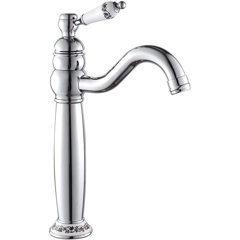 Grifo monomando clásico de latón para lavabo,con mango de cerámica ...