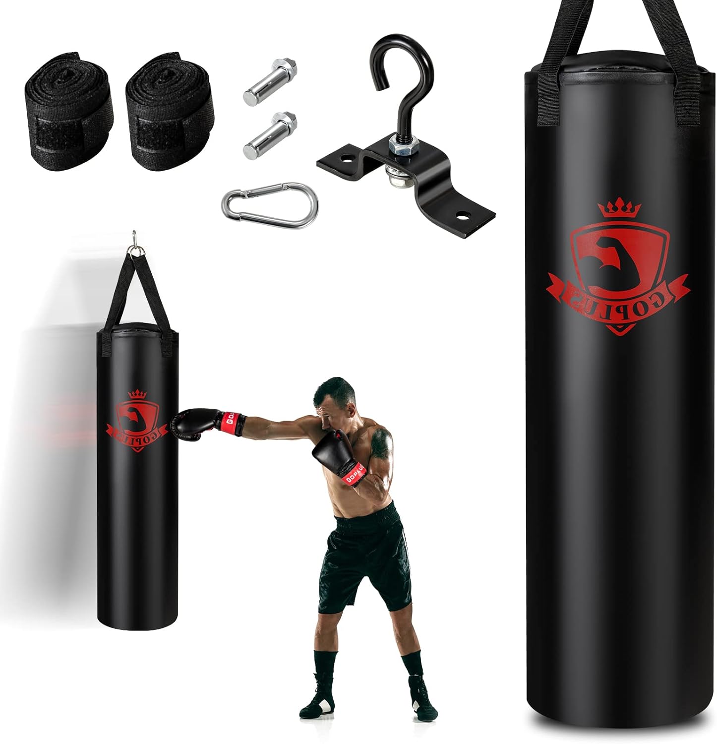 Kit de boxeo para adulto, bolsa de boxeo acolchada en arena y tela con ...