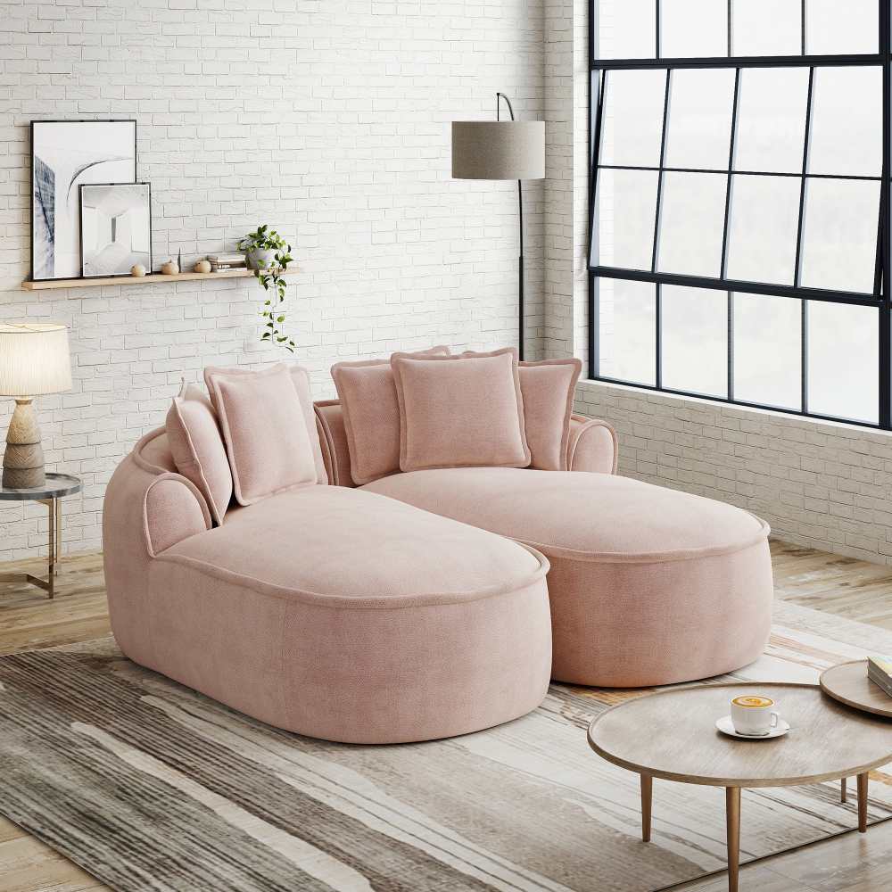 Sofá modular de tela chenilla, diseño sin marco, chaise longue ...