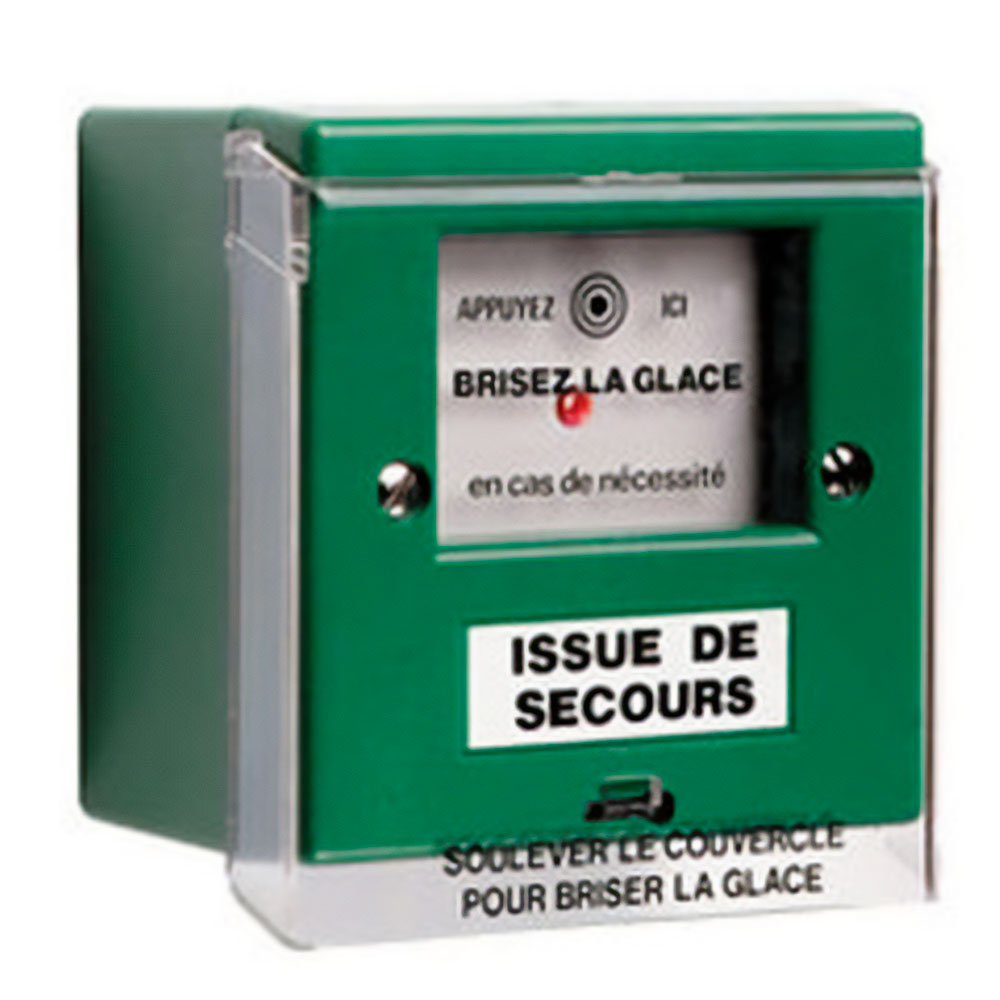 Boitier bris de glace vert 1 contact exiDOM 400 déclencheur manuel pour issue de secours | Leroy ...