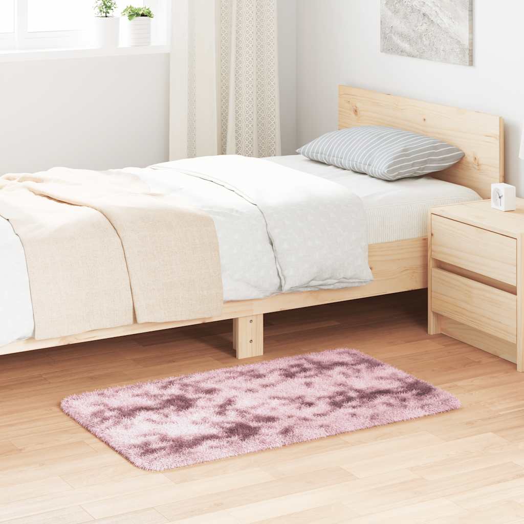 Tapis Shaggy à poils longs NAVARRA rose poudré 60x100 cm | Leroy Merlin