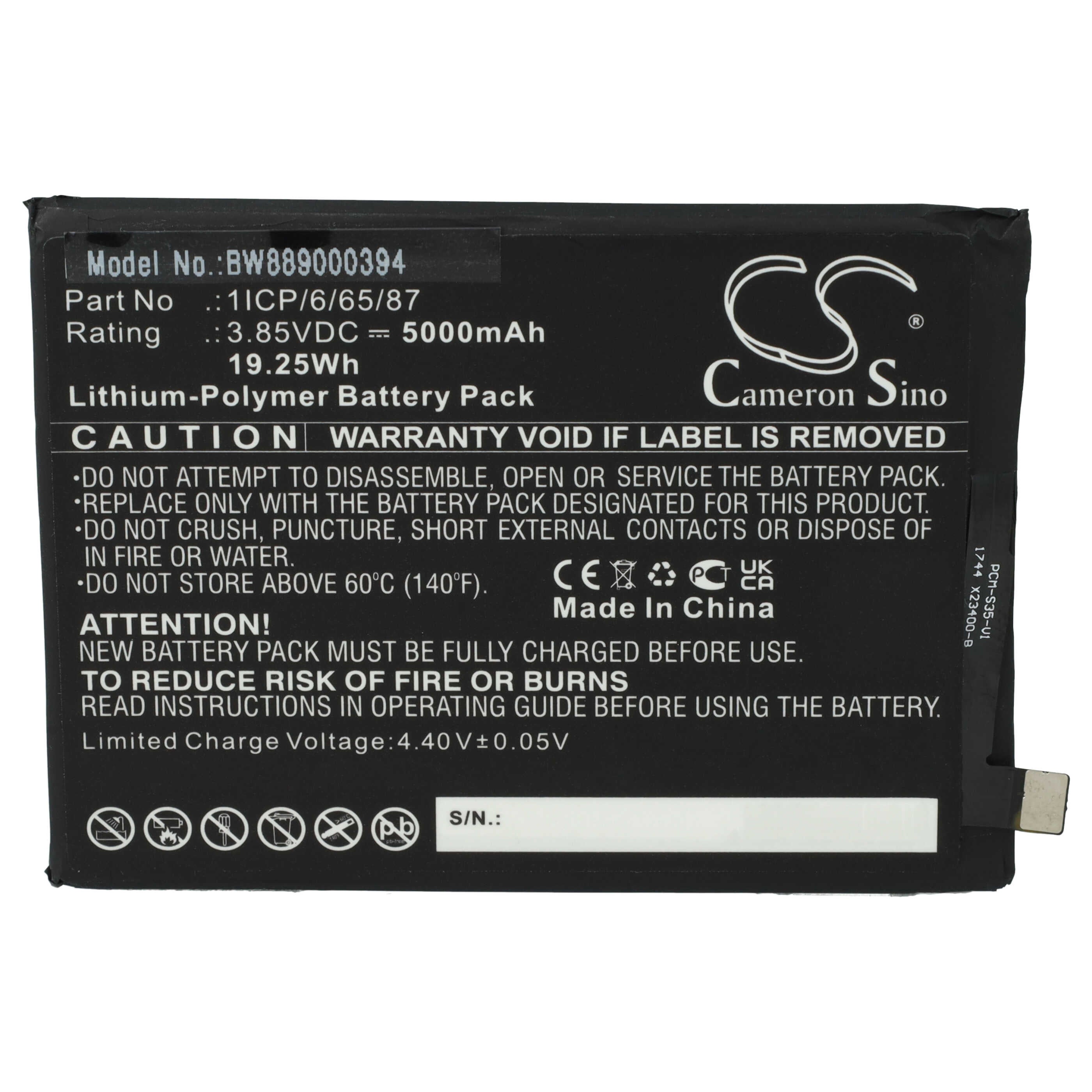 Vhbw Batterie remplacement pour Umi 1ICP/6/65/87 pour téléphone portable (5000mAh, 3,85V, Li ...