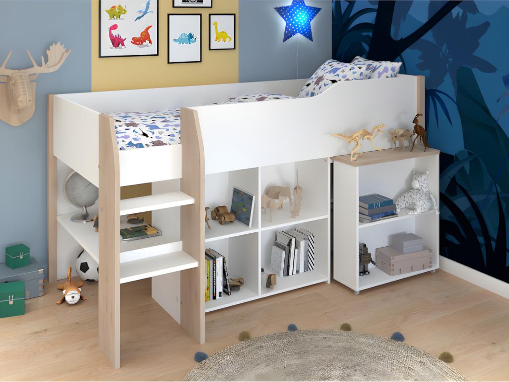 Lit combiné MARIA - Avec bureau et rangements - 90 x 200 cm - Coloris ...