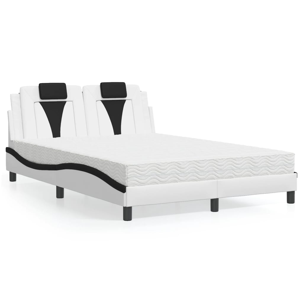 Lit double | Lit adulte | Lit avec matelas blanc et noir 140x200 cm ...
