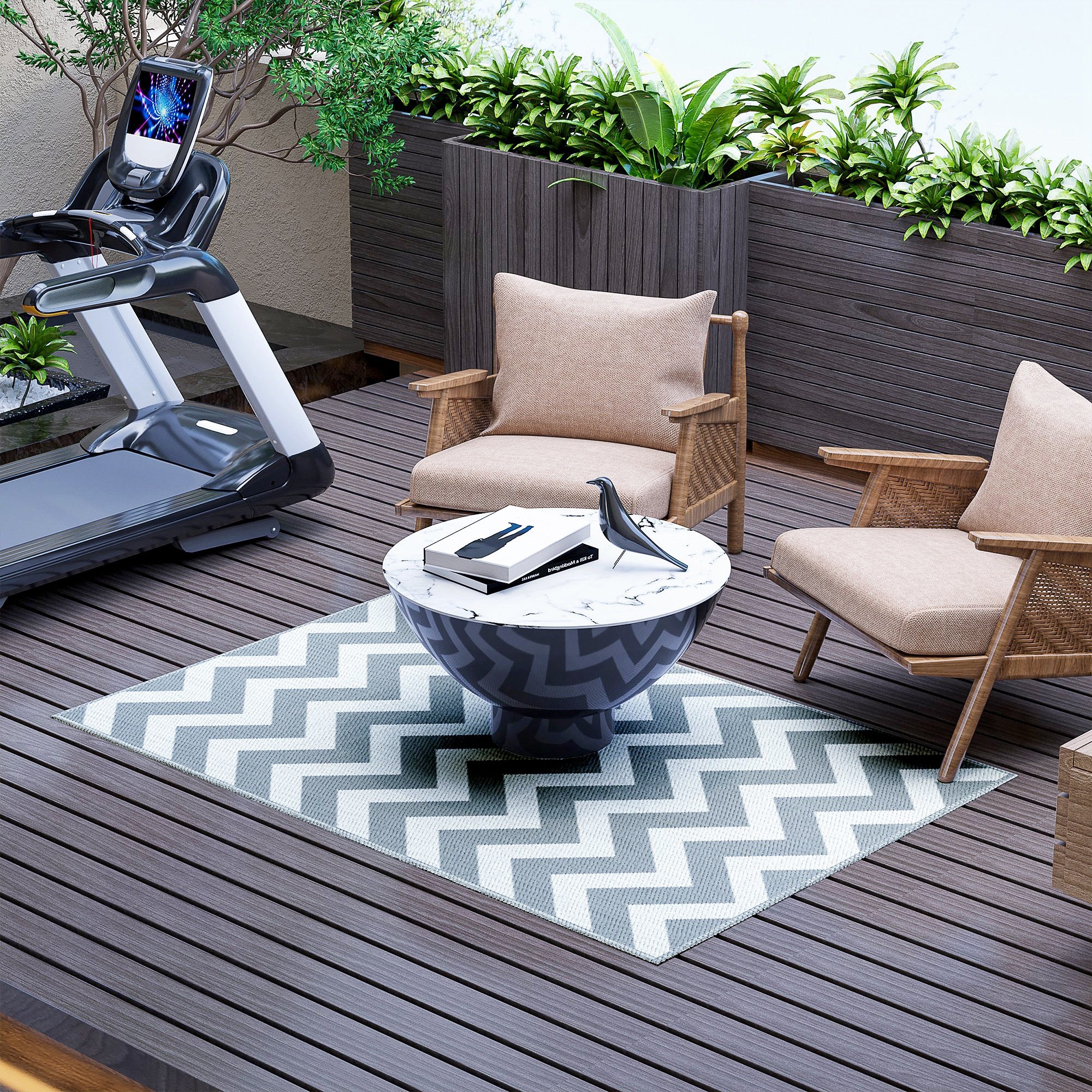 Tapis d'extérieur ,imperméable,double face,fibre synthétique de haute ...