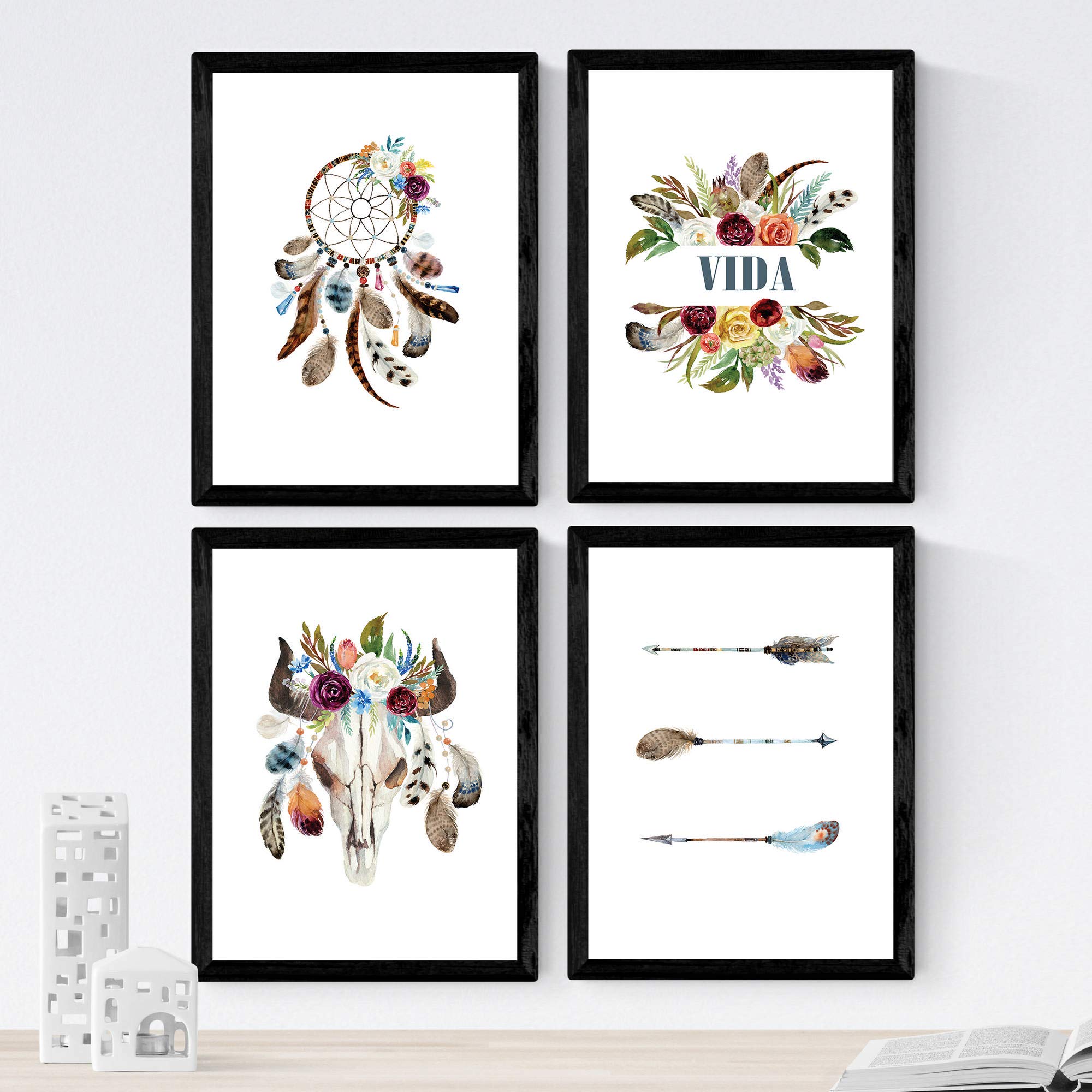 Set De 4 Láminas De Plumas, En , Poster Papel 250 Gr. Sin Marco - A4 ...