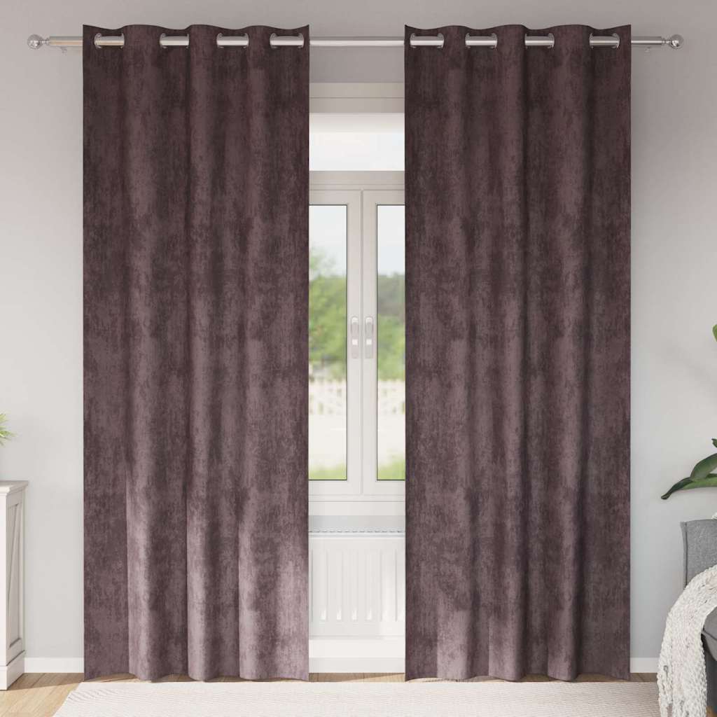 Rideaux en velours 2 pcs Marron 245 x 140 cm Velours | Leroy Merlin