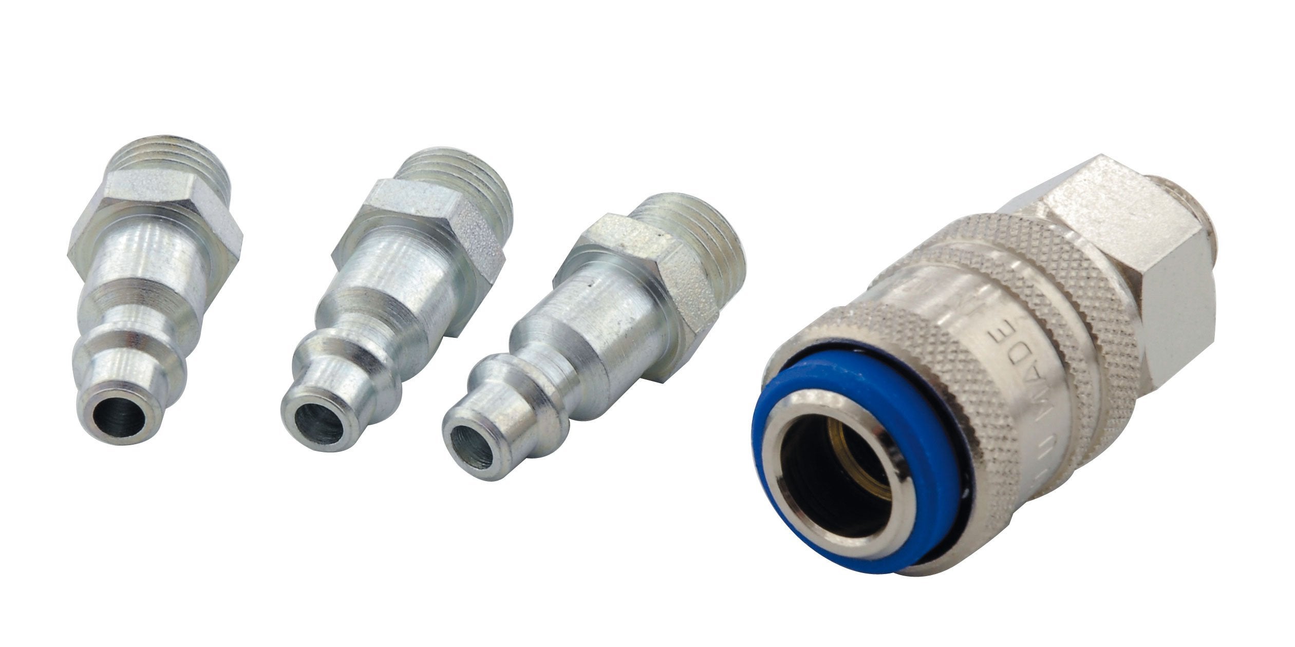Mecafer 156430 - Set di raccordi rapidi per aria compressa, attacco 1/4" M, 3 inserti + 1 ...